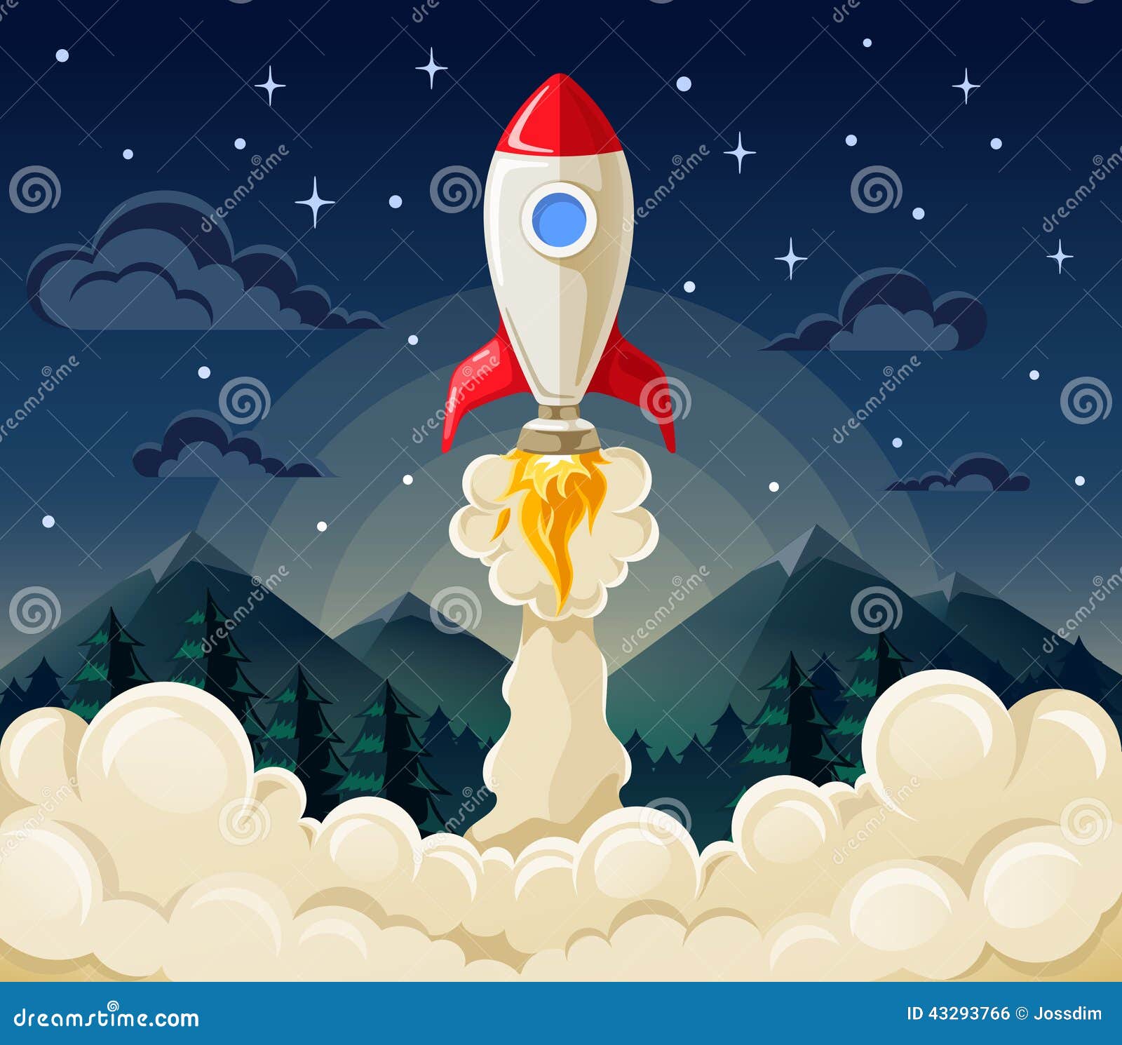 Rocket Ship Blasting Through Space Cartoon Vector | CartoonDealer.com ...