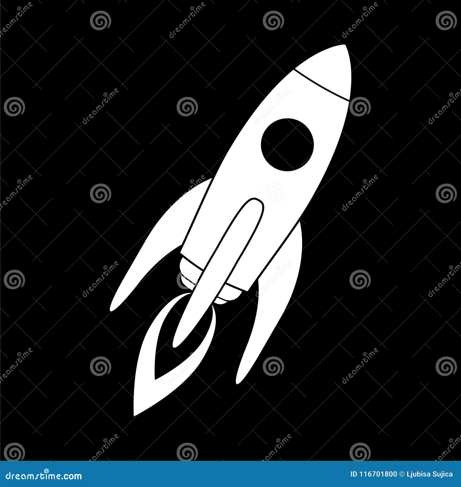 Start Up Symbol Space Rocket Ship Sky, Space Shuttle Icon on Dark ...