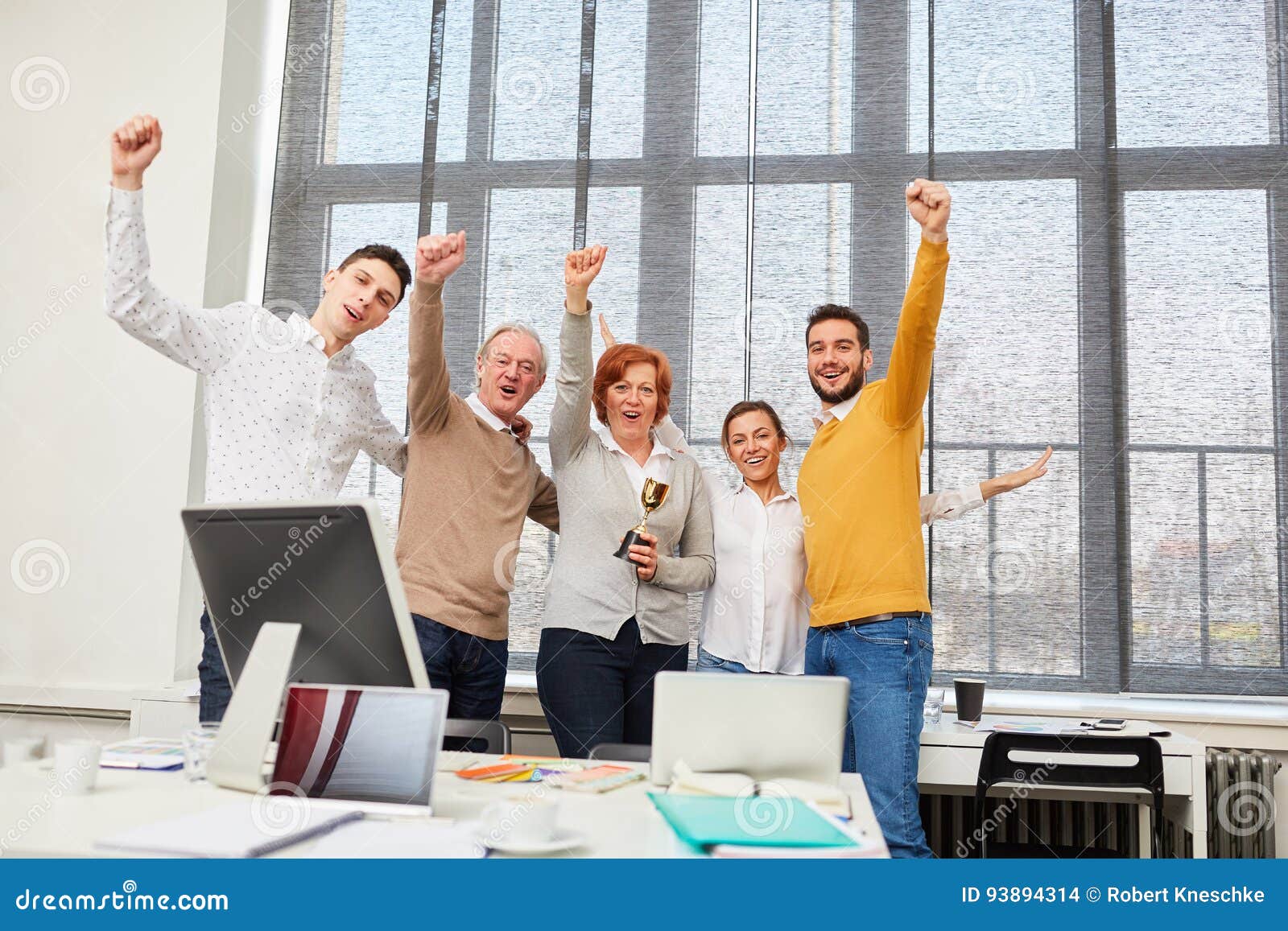 Start-up Team Cheering about Their Success Stock Photo - Image of ...