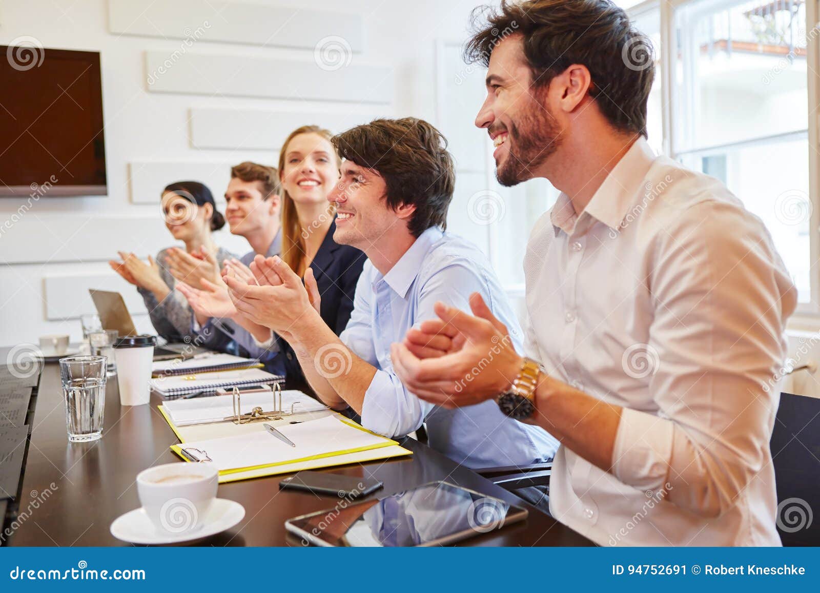 Start-up Team Giving Applause Stock Image - Image of businessman ...