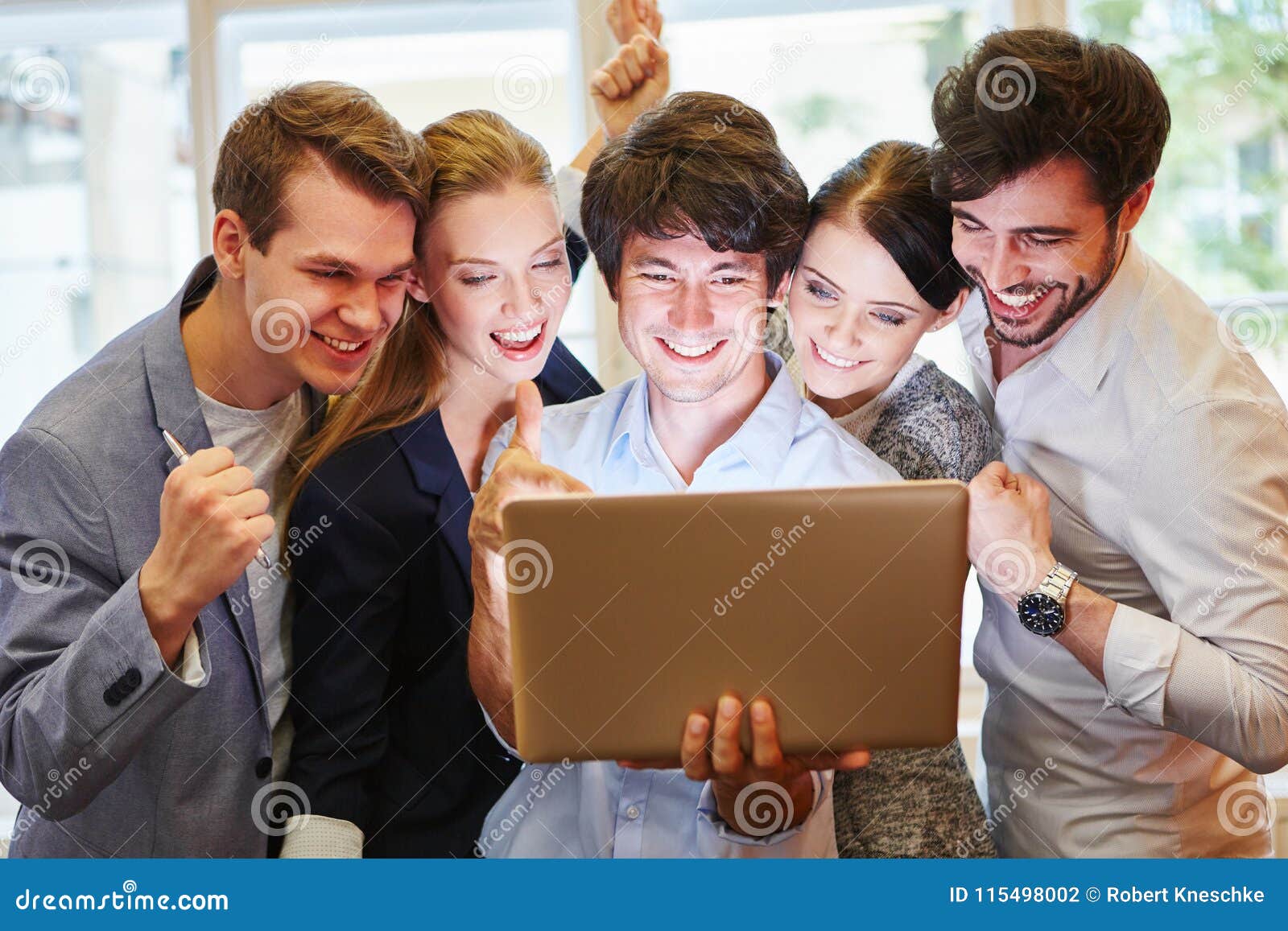 Start-up team with laptop stock photo. Image of solution - 115498002