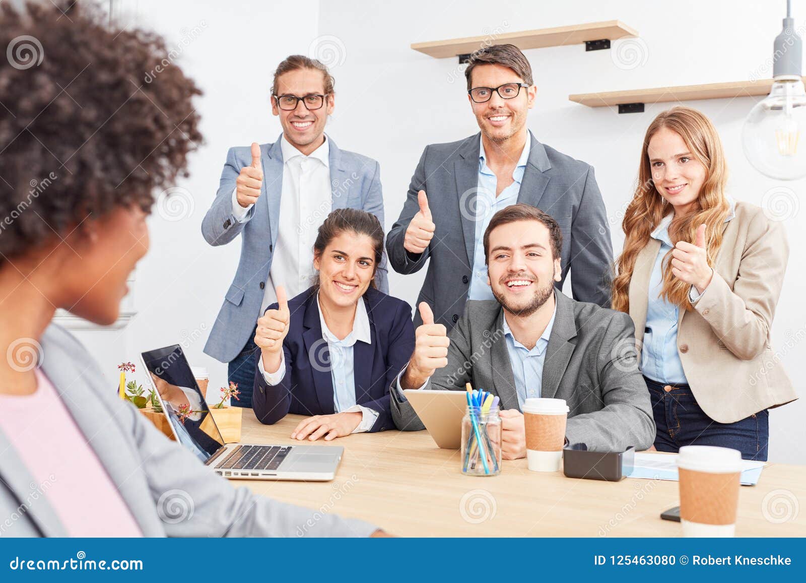 Start-up Team with Thumbs Up Stock Photo - Image of positive, economy ...