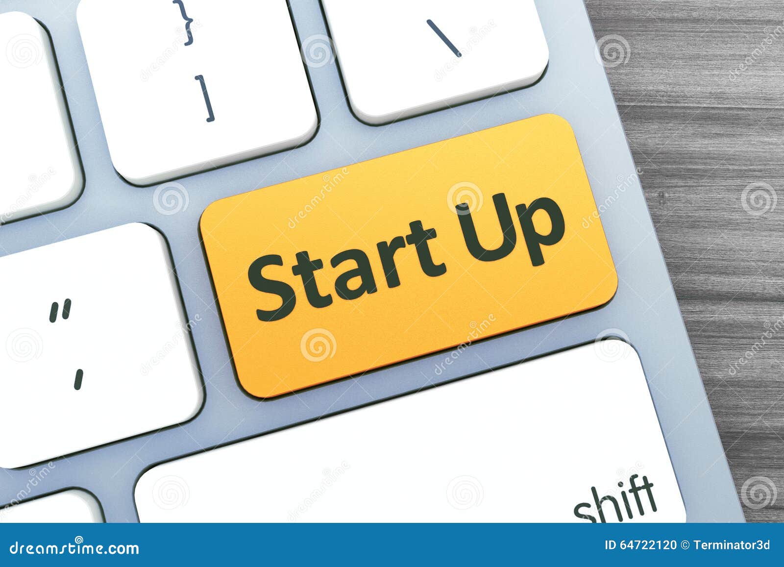 Start Up Text on a Button on Modern Computer Keyboard. Top View Stock ...