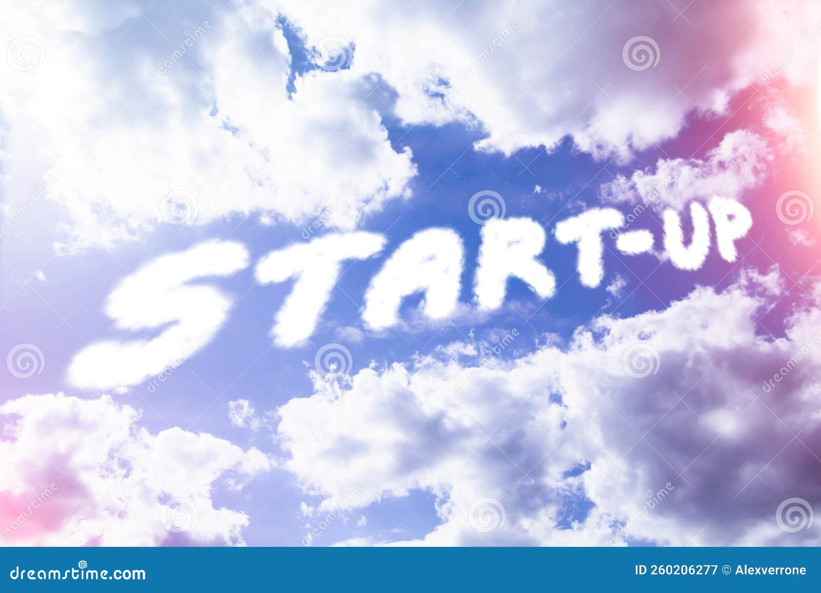 Start Up. Text from Clouds in Sky in Bright Sunlight Stock Image ...