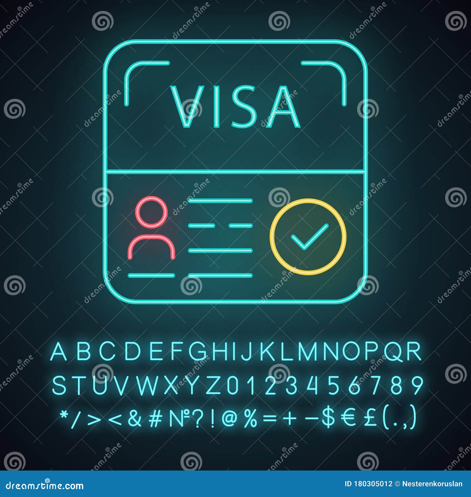 Start Up Visa Neon Light Icon Temporary Residence Permit Travel
