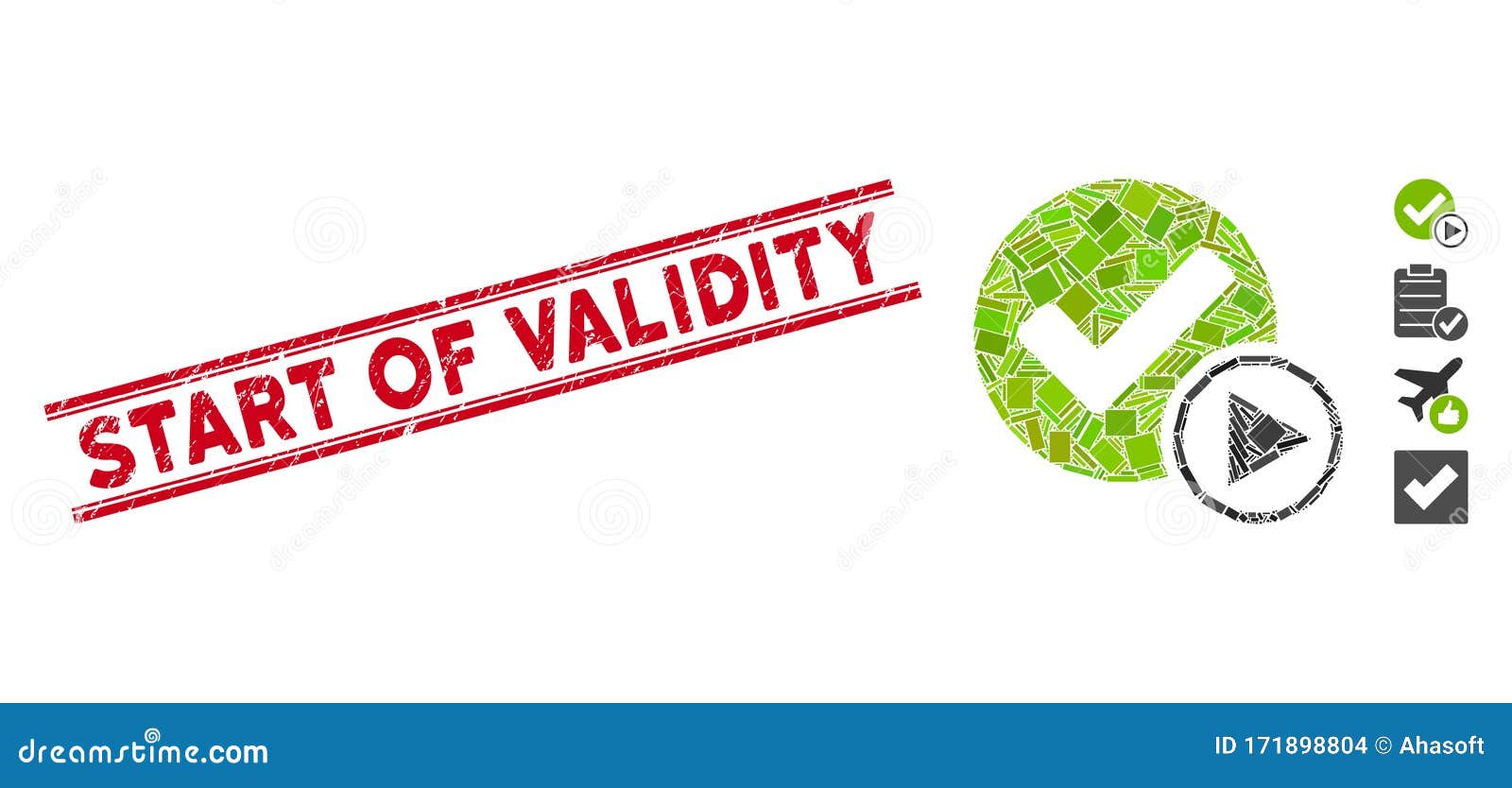 Start of Validity Mosaic and Scratched Start of Validity Seal with ...
