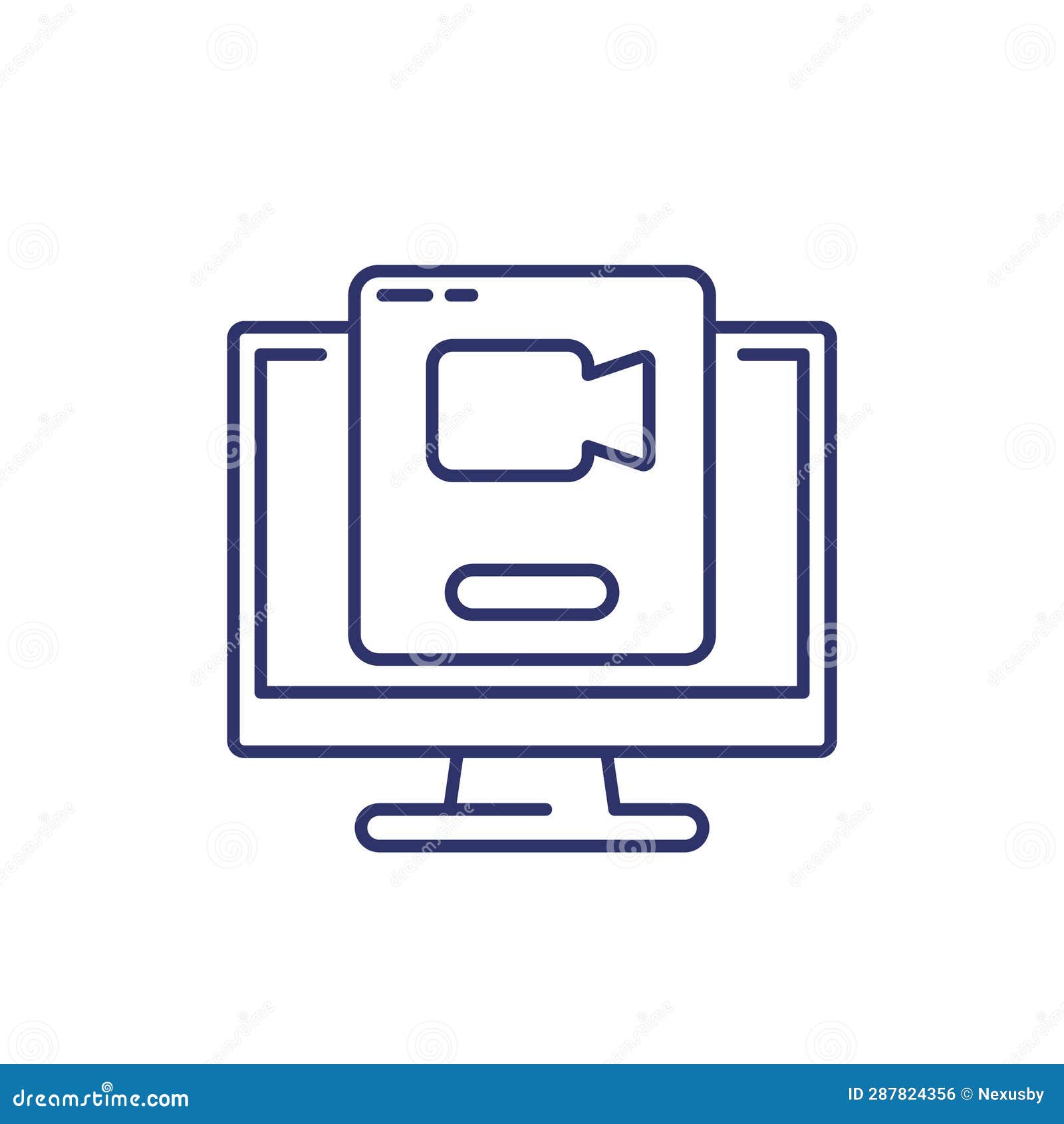 Start Video Stream Line Icon Stock Vector - Illustration of isolated ...