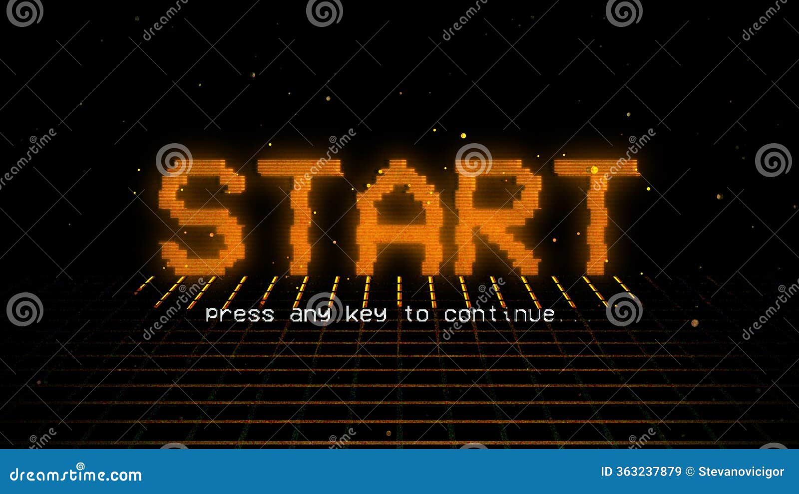 Start, Vintage Arcade Game Screen with Glitch Effect, Computer Generated Stock Image - Image of ...