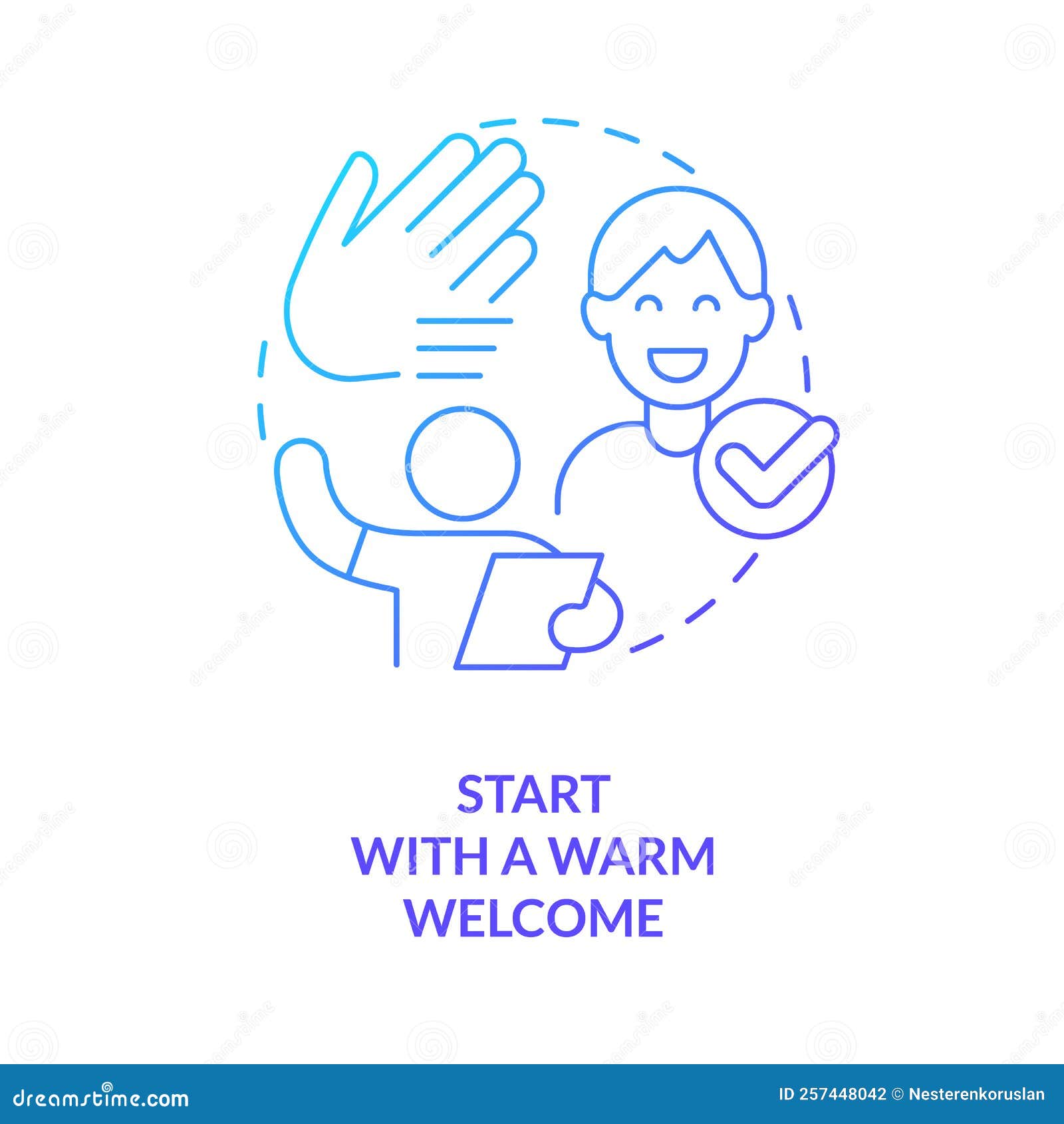 Start with Warm Welcome Blue Gradient Concept Icon Stock Vector ...