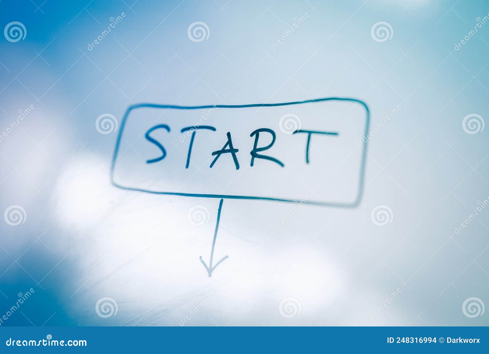 Start Word Inside a Rectangle Drawn of a White Board at Office Stock ...