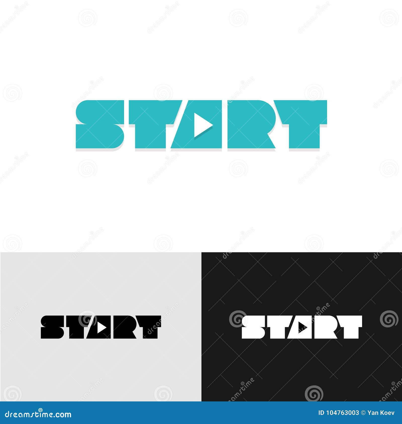 Start Word Text Logo with Play Triangle Symbol Inside. Stock Vector ...