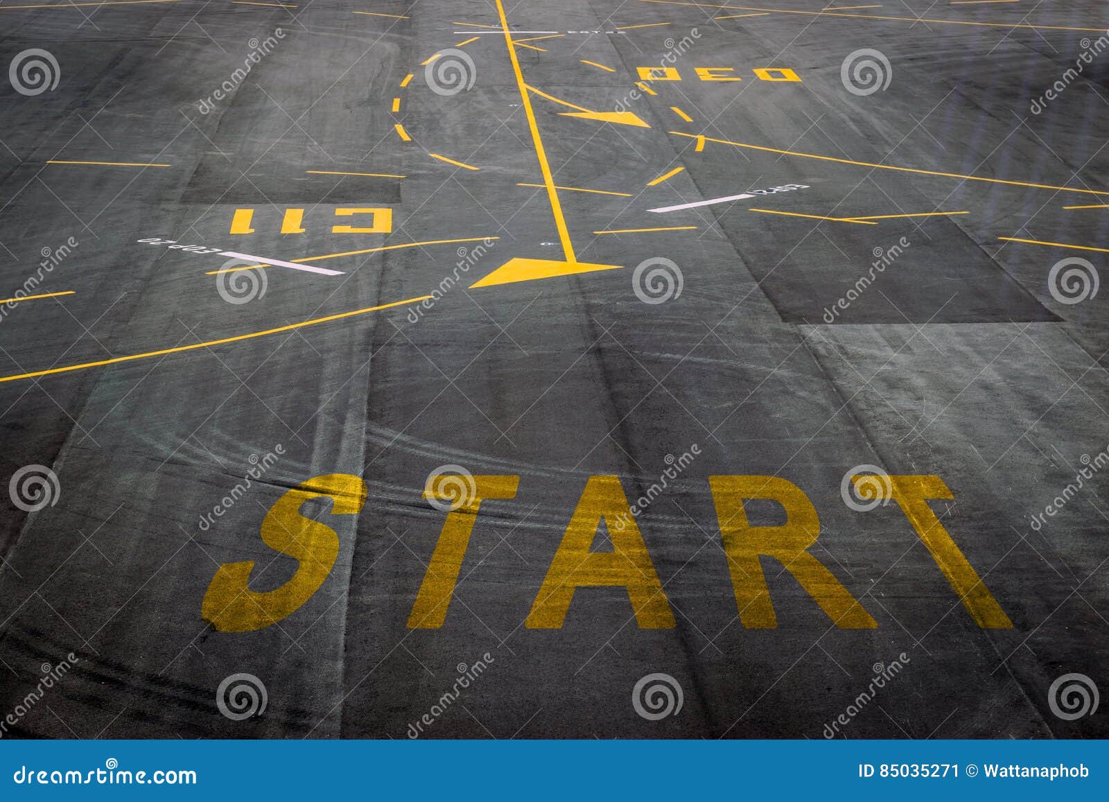 The Start Words on the Surface of the Airport Runway Stock Image ...
