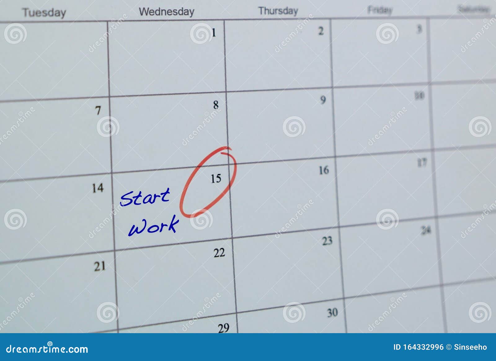 Start Work, Words on Calendar. New Career, New Job, New Beginning ...