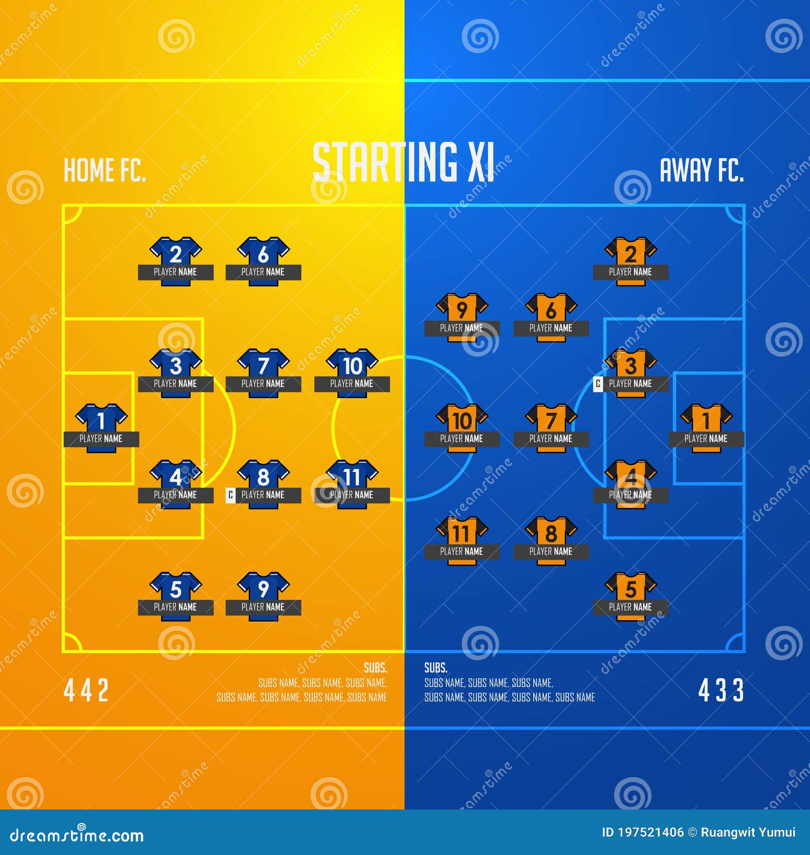 Football or Soccer Match Lineups Formation Infographic. Set of Football ...