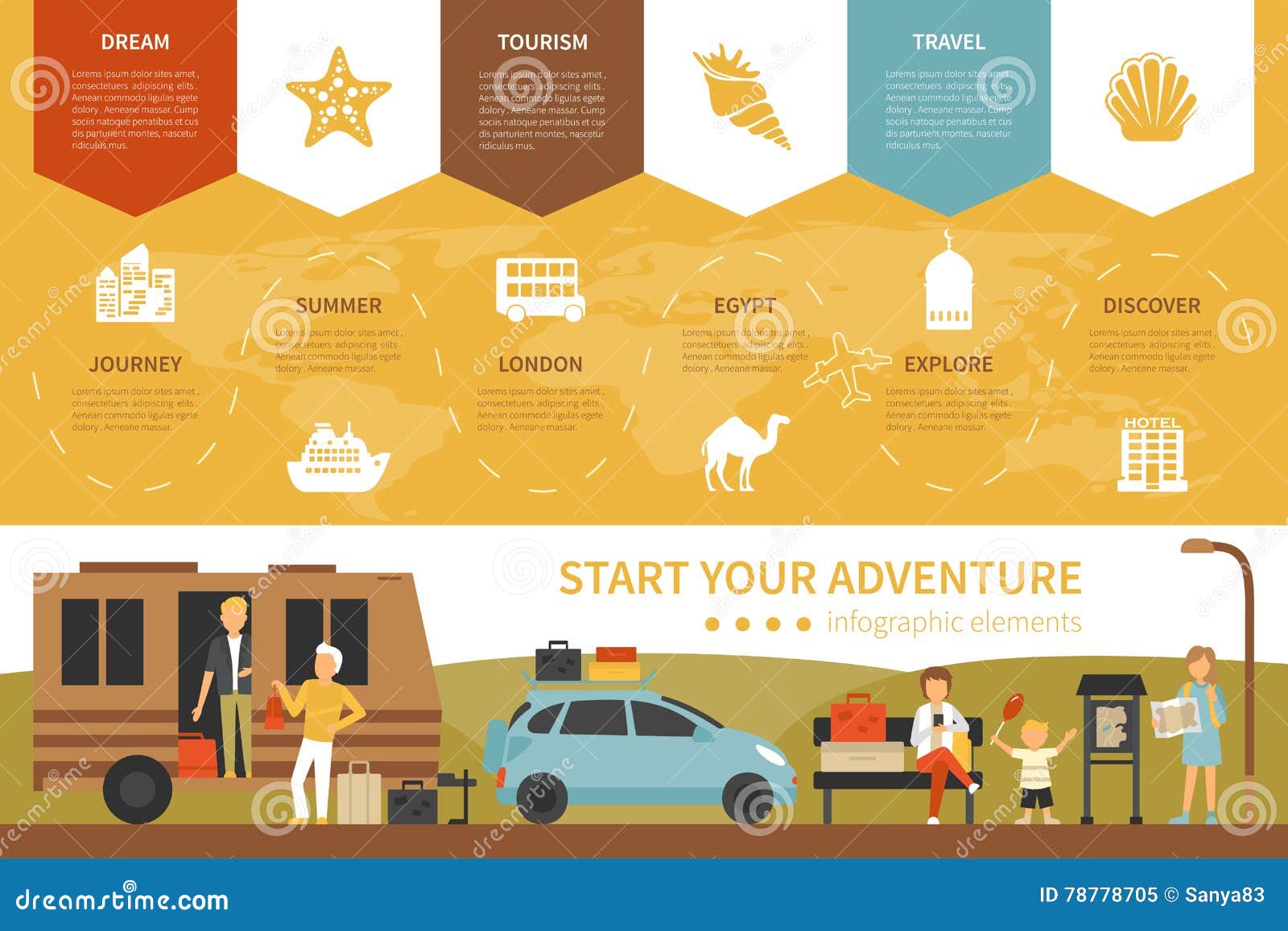 Start Your Adventure Infographic Flat Vector Illustration. Presentation ...