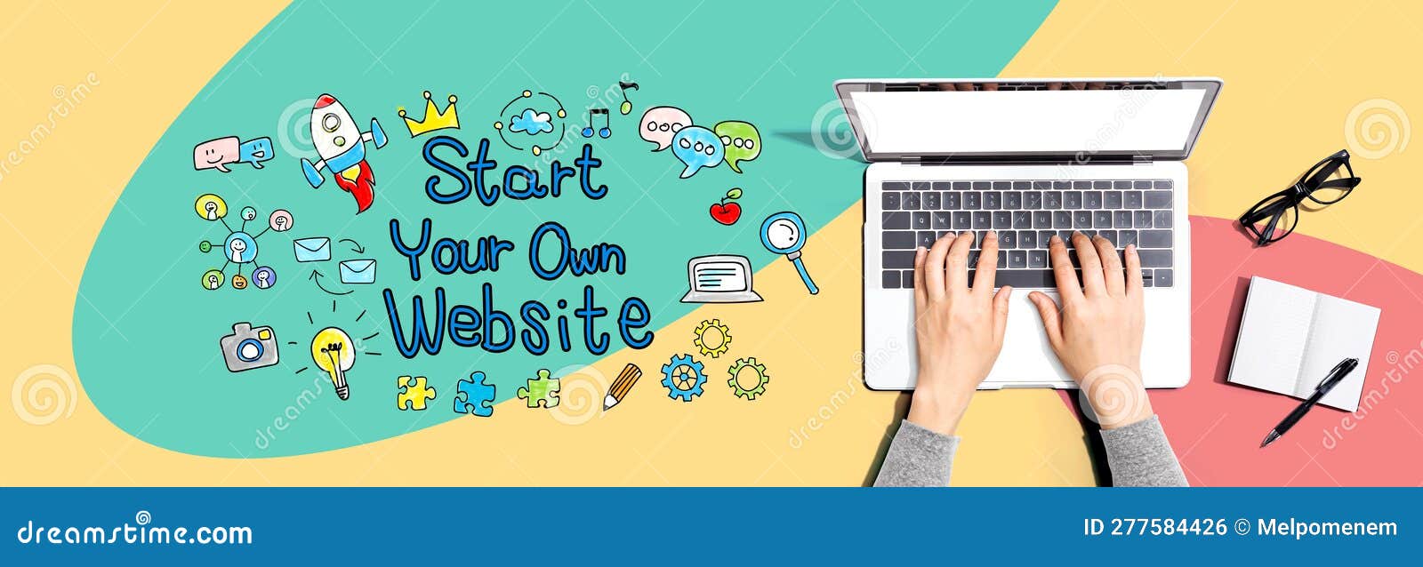 Start Your Own Website with Person Using a Laptop Stock Illustration ...