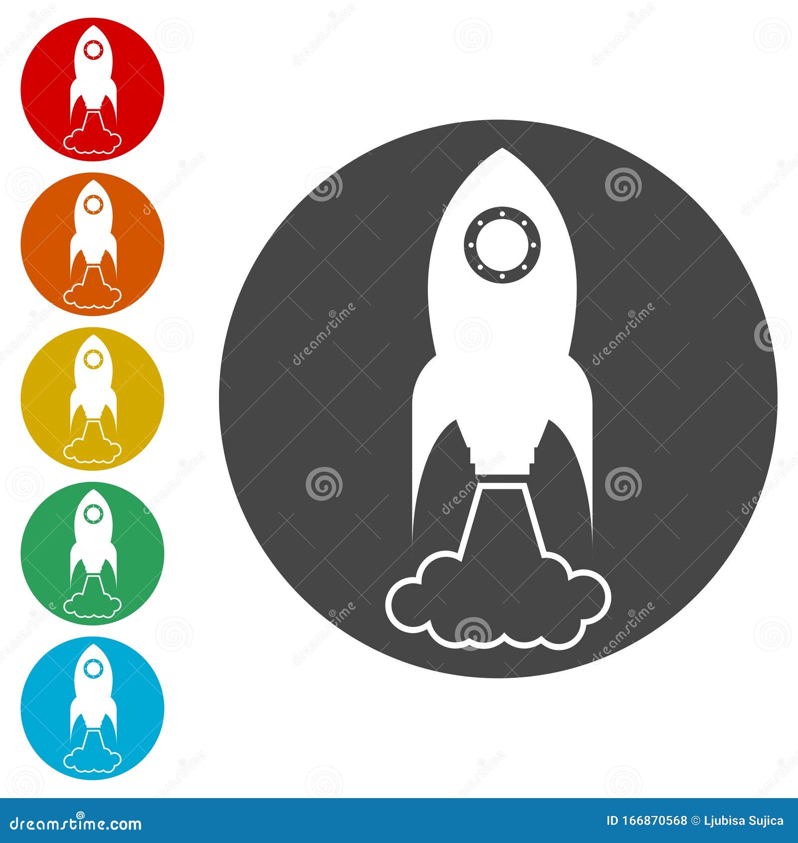 Started Rocket Spaceship Icons Set - Illustration Stock Vector ...