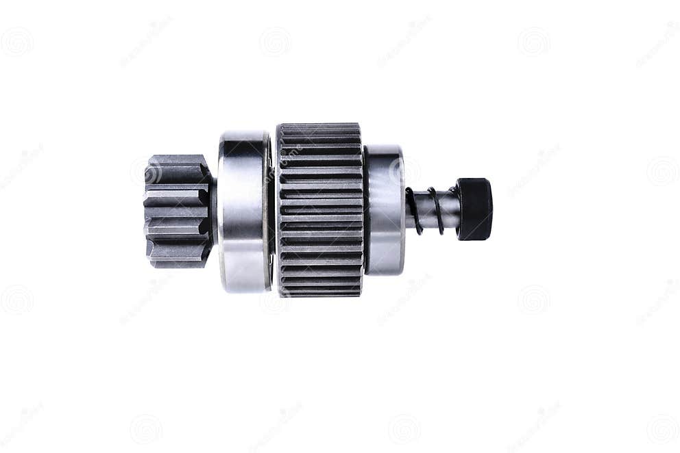 Bendix, Car Starter Detail Close-up Isolate on White Background Stock ...