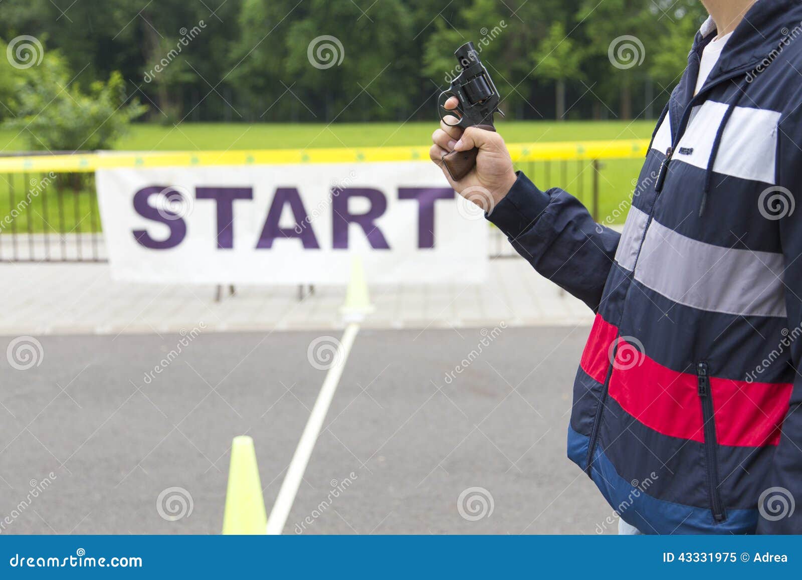 The Start Line and the Starter with His Pistol Stock Image - Image of ...