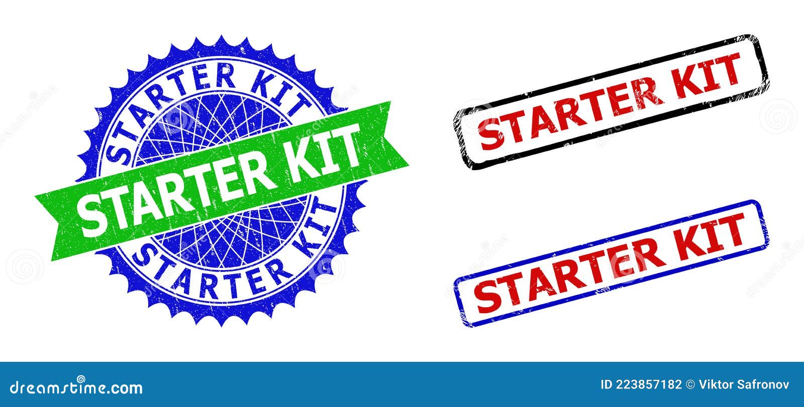 Starter Kit Rosette And Rectangle Bicolor Badges With Unclean Textures