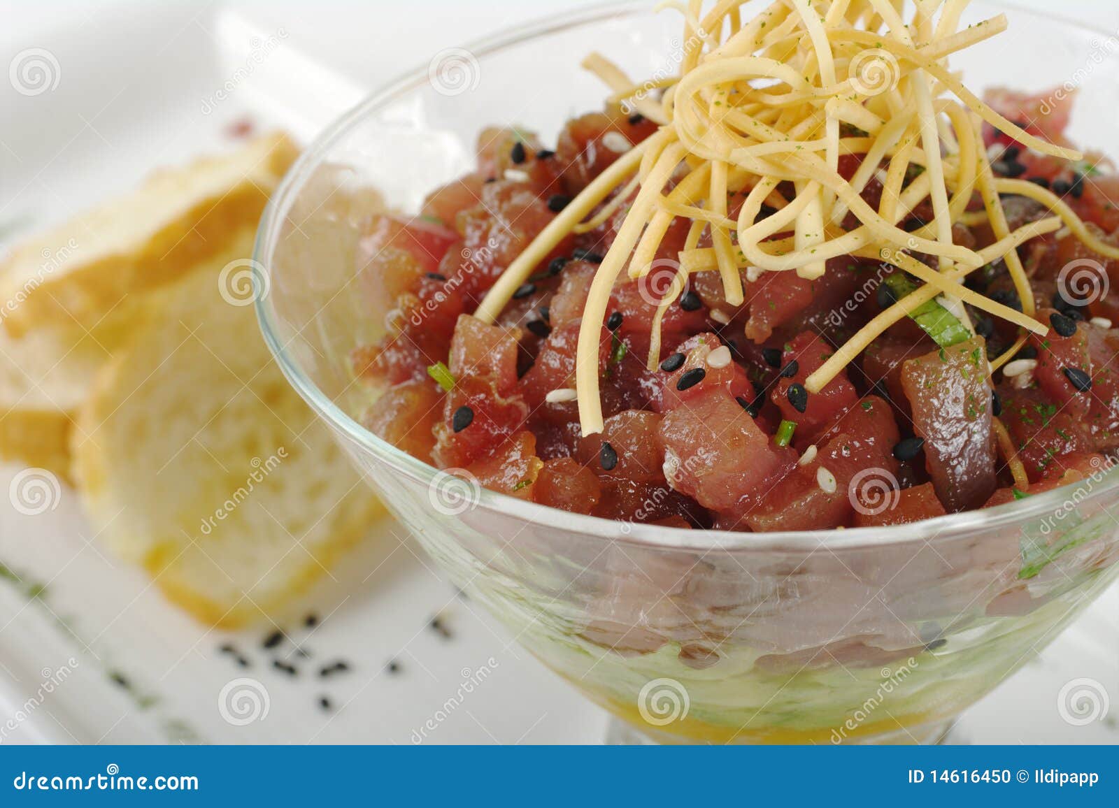 Starter Out of Raw Tuna, Avocado and Mango Stock Photo - Image of ...
