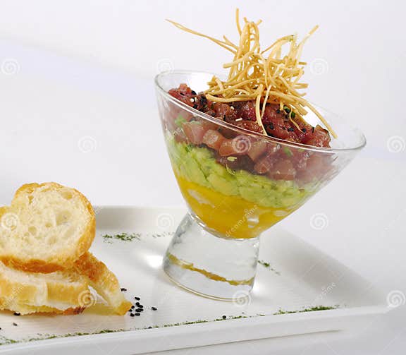 Starter: Raw Tuna, Avocado and Mango Stock Image - Image of starter ...