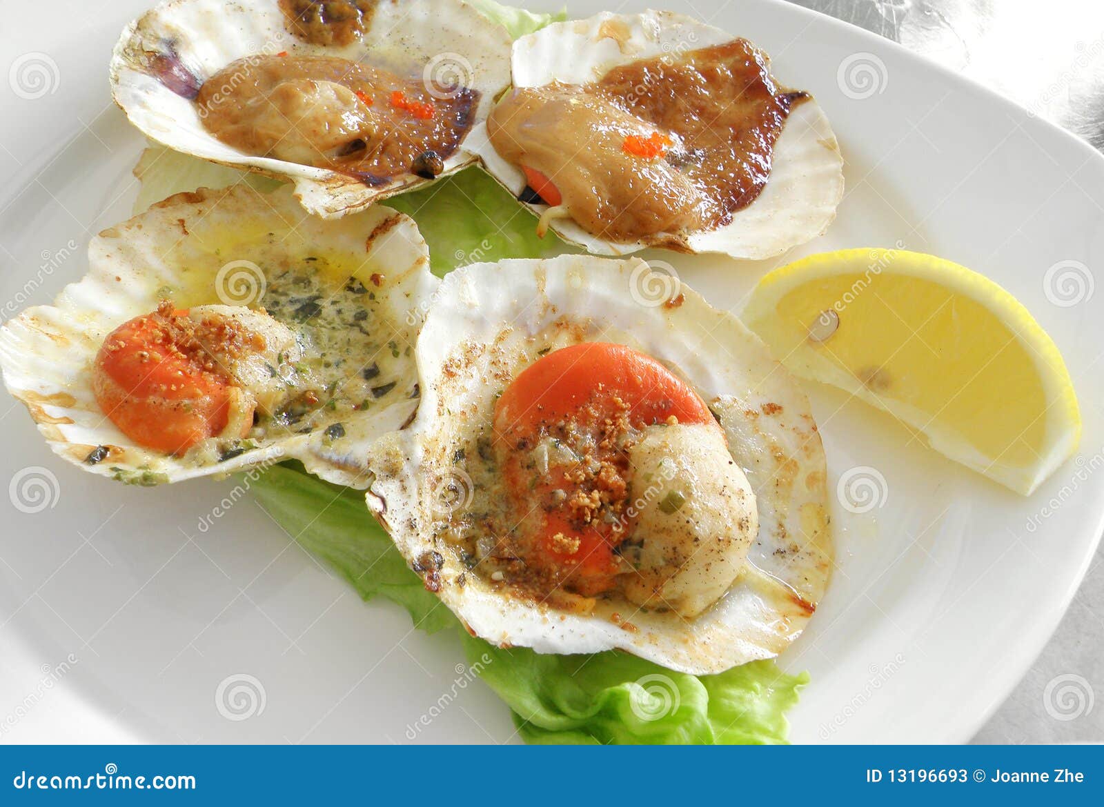 Starters, Baked Scallops Seafood Stock Image - Image of barbeque ...