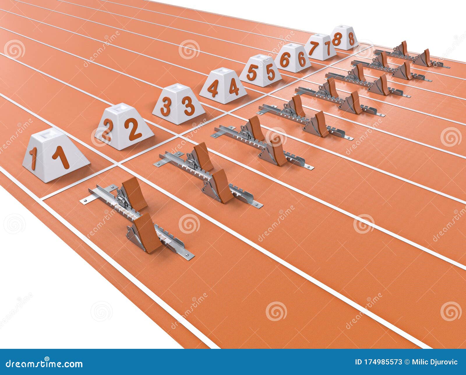 Starting Running Track At Stadium Isolated. Red Straight Race Track ...