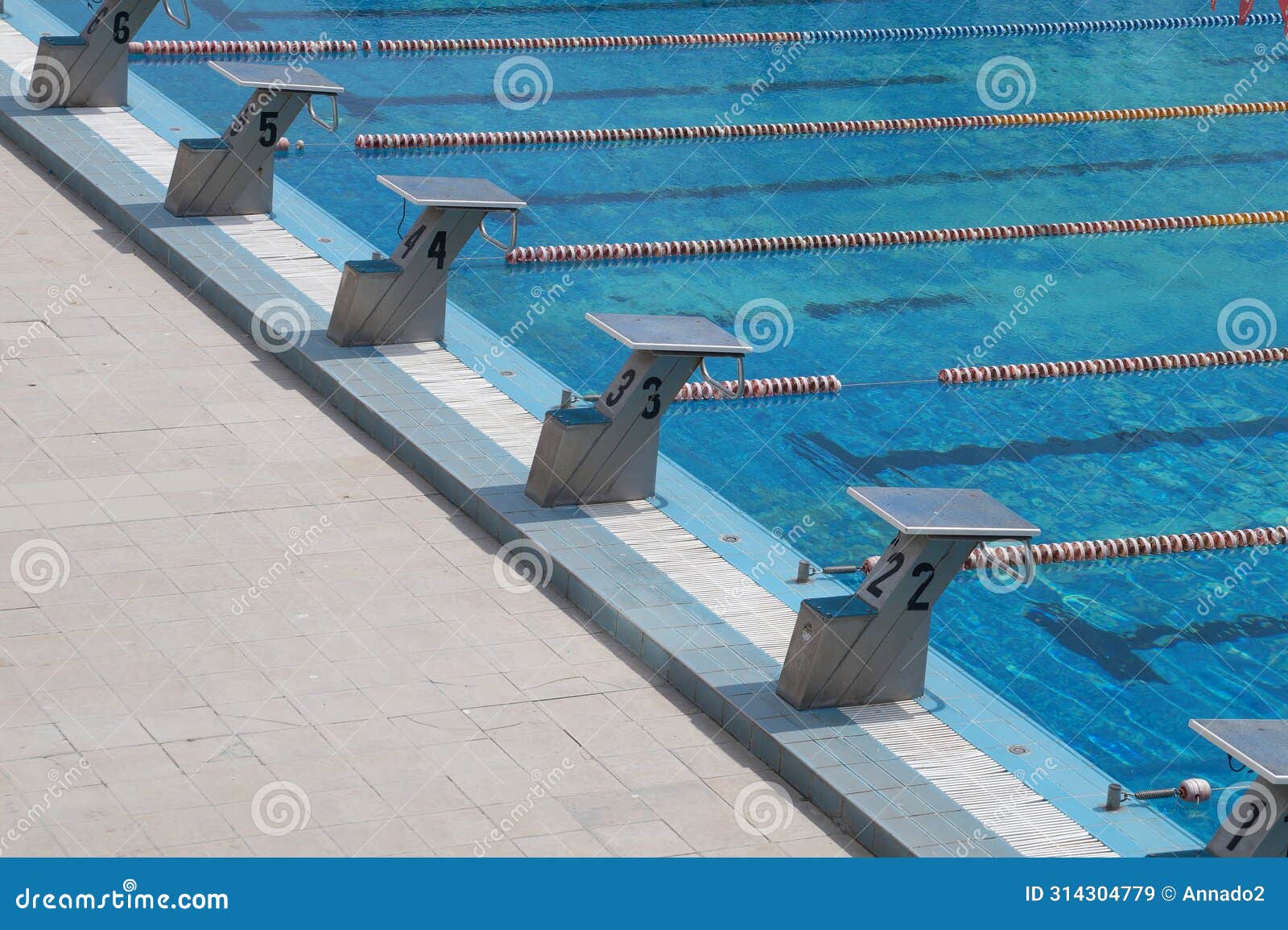 Starting Blocks at Competitive Swimming Pool Lanes Stock Image - Image ...