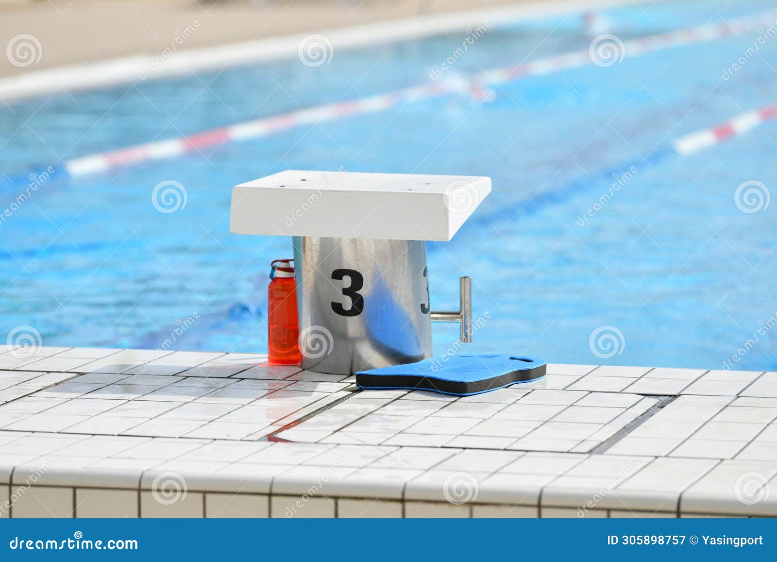 The Starting Blocks Ready To Dive into the Pool Stock Image - Image of ...