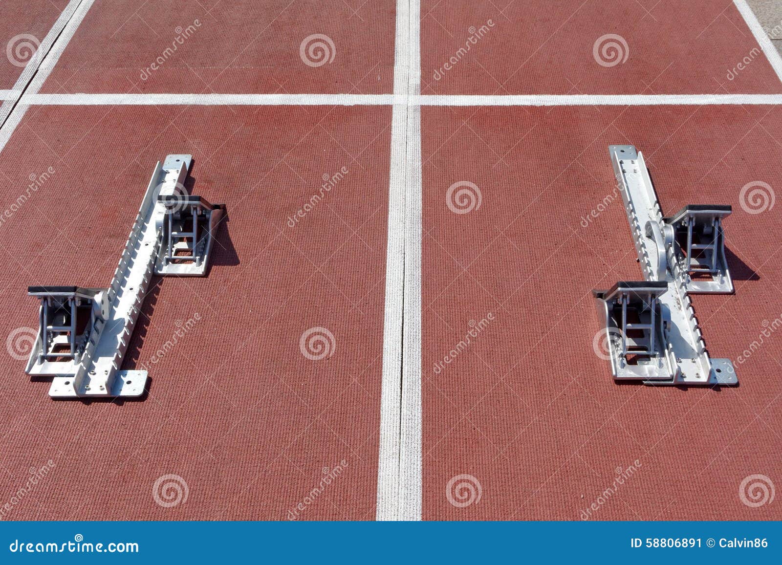 The Starting Blocks on the Running Track Stock Image - Image of ...