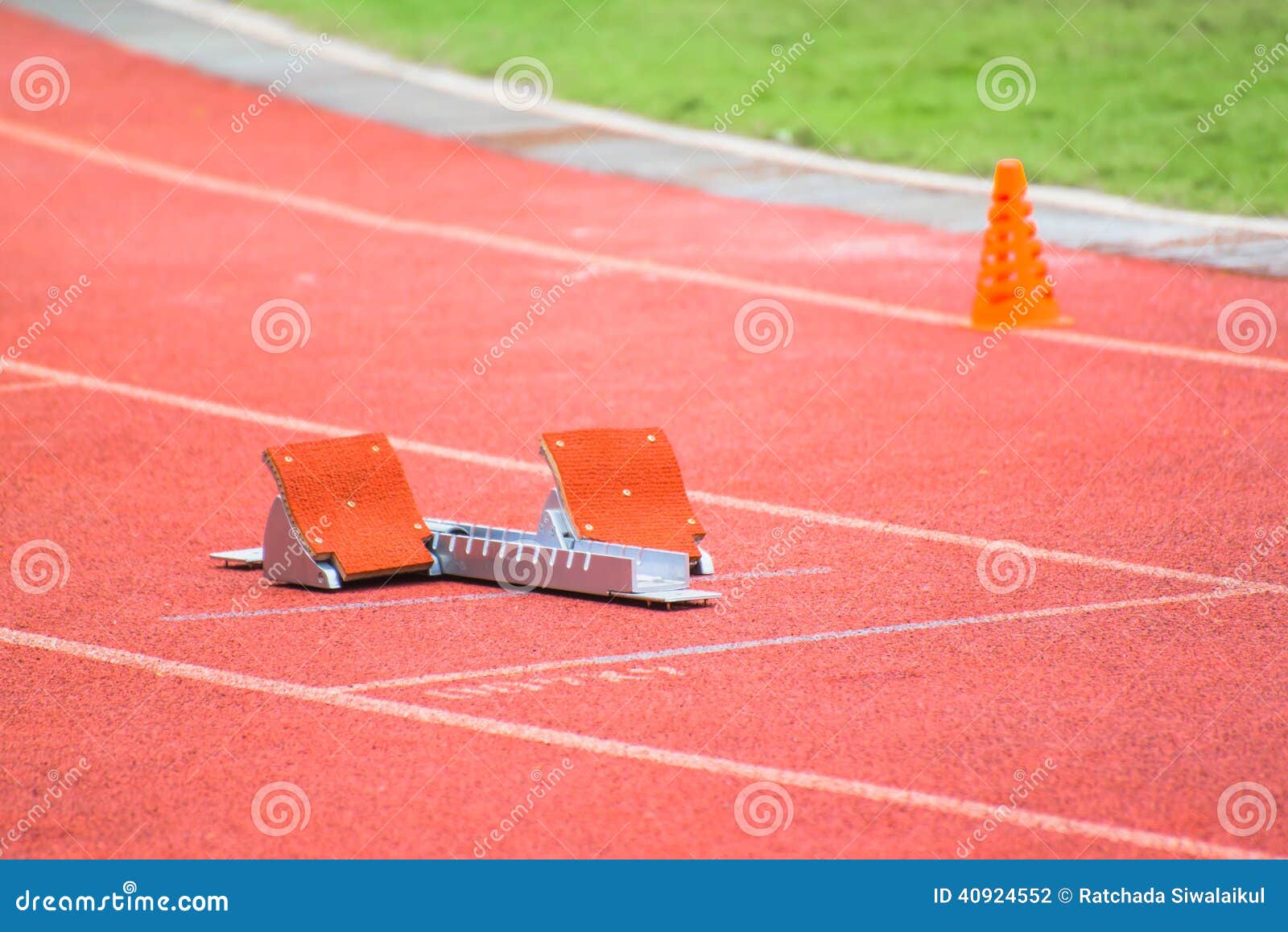 The Starting Blocks on Running Tracks Stock Photo - Image of race ...