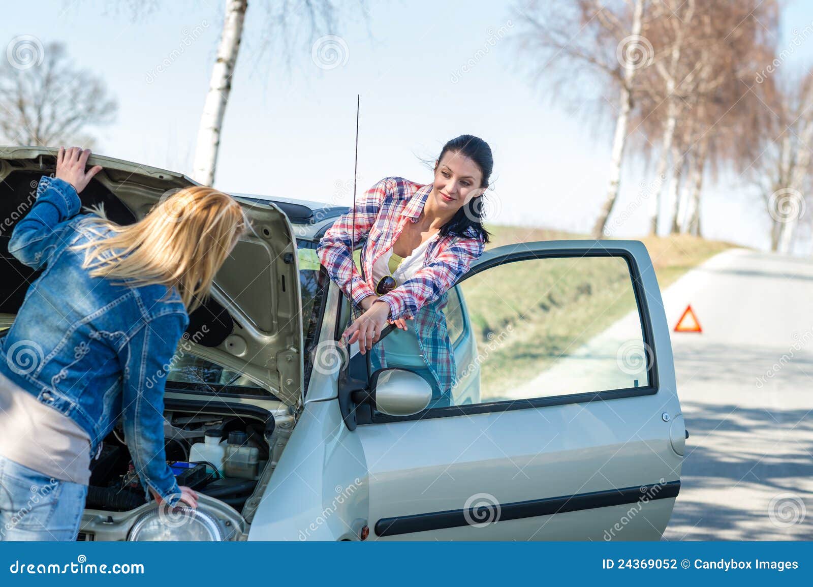 Car Defect Two Women Wait For Help Stock Photo | CartoonDealer.com ...