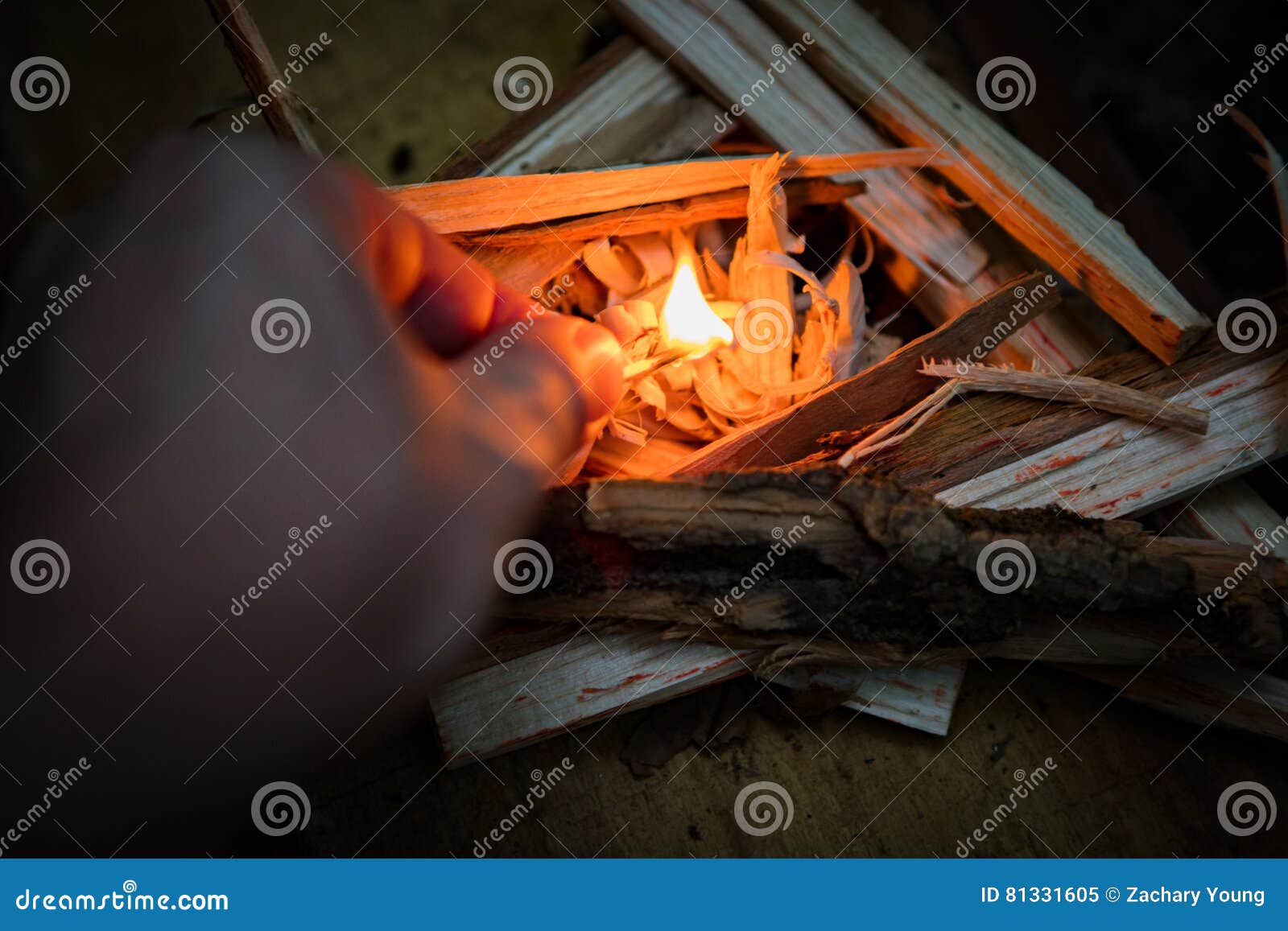 Starting a Camp Fire stock image. Image of cooking, backpacking - 81331605