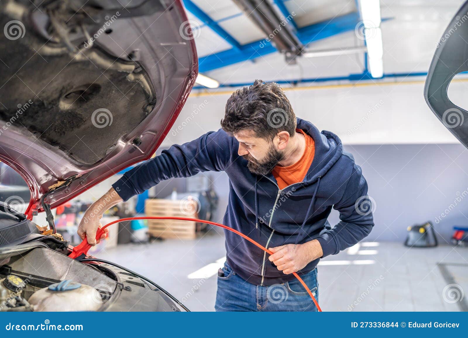 Starting the Car Engine Using the Starter Cable Stock Photo - Image of ...