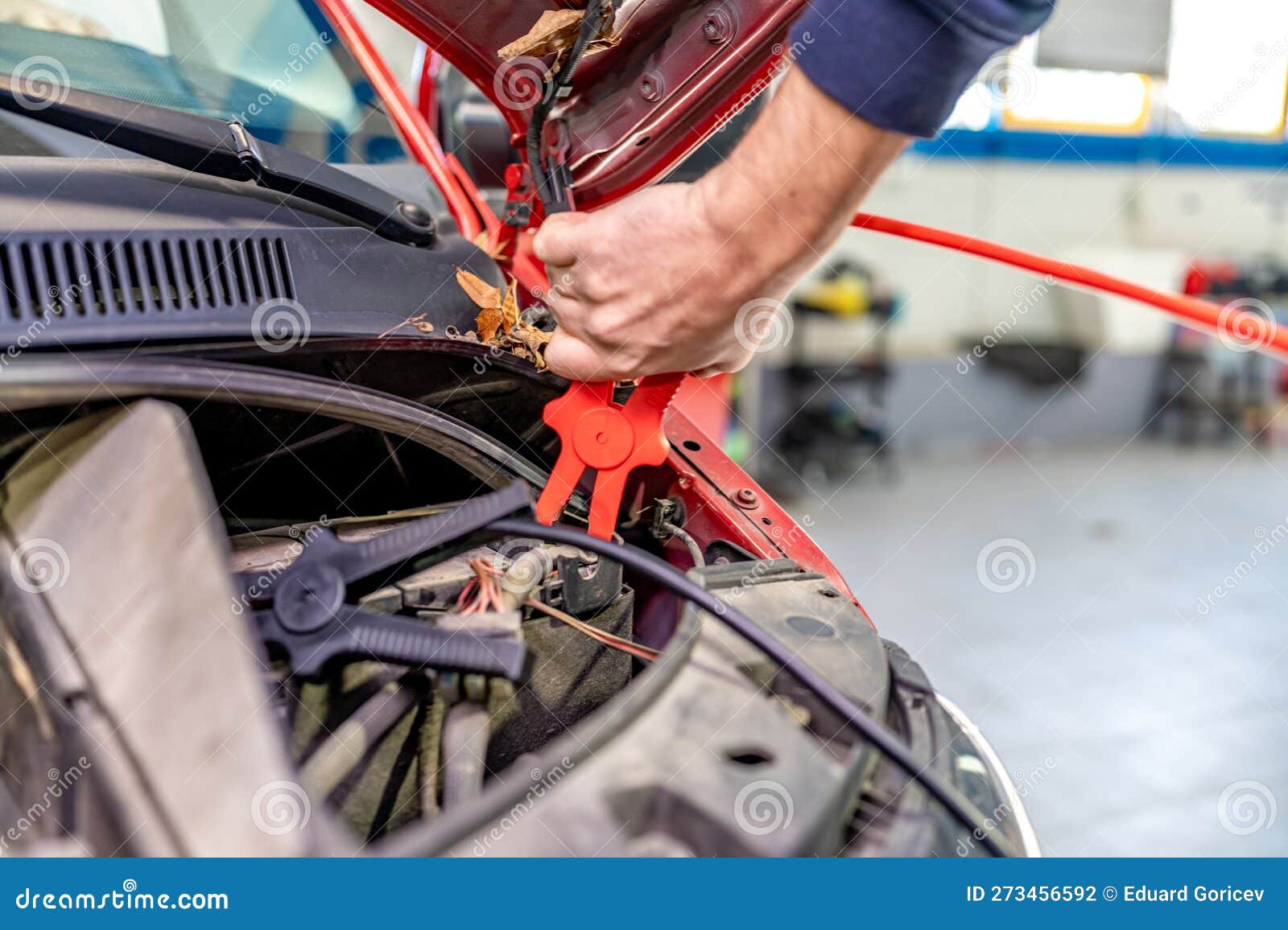 Starting the Car Engine Using the Starter Cable Stock Photo - Image of ...
