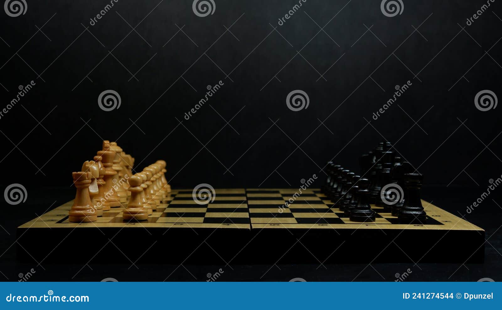 Starting Grid Chess Board As Wide Angle in Dark Environment Stock Photo ...