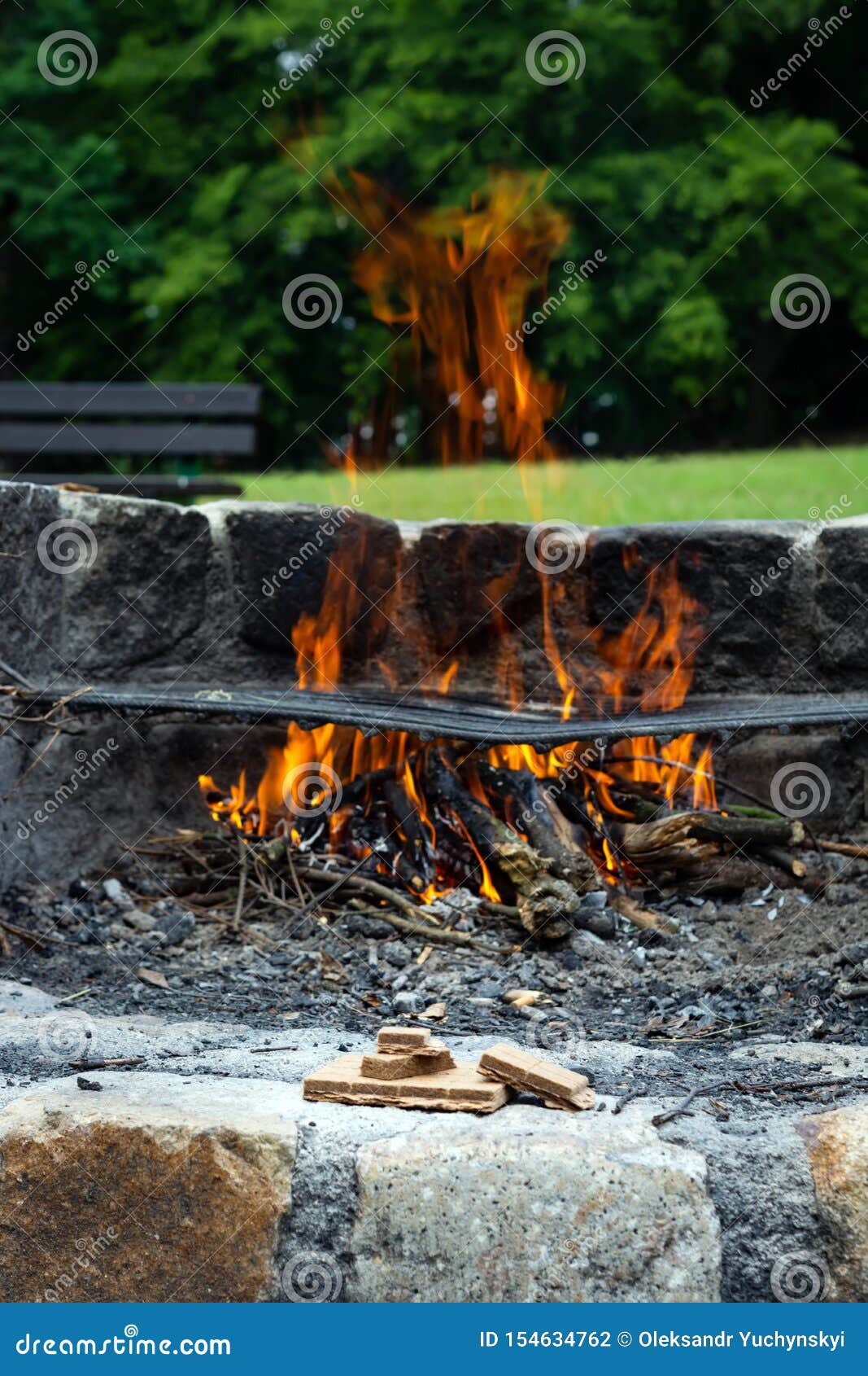 Starting Kindling for a Fire in the Background of a Flame Stock Photo ...