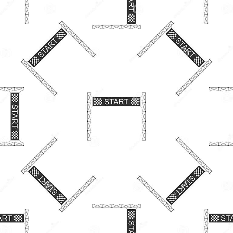 Starting Line Icon Seamless Pattern on White Background. Start Symbol ...