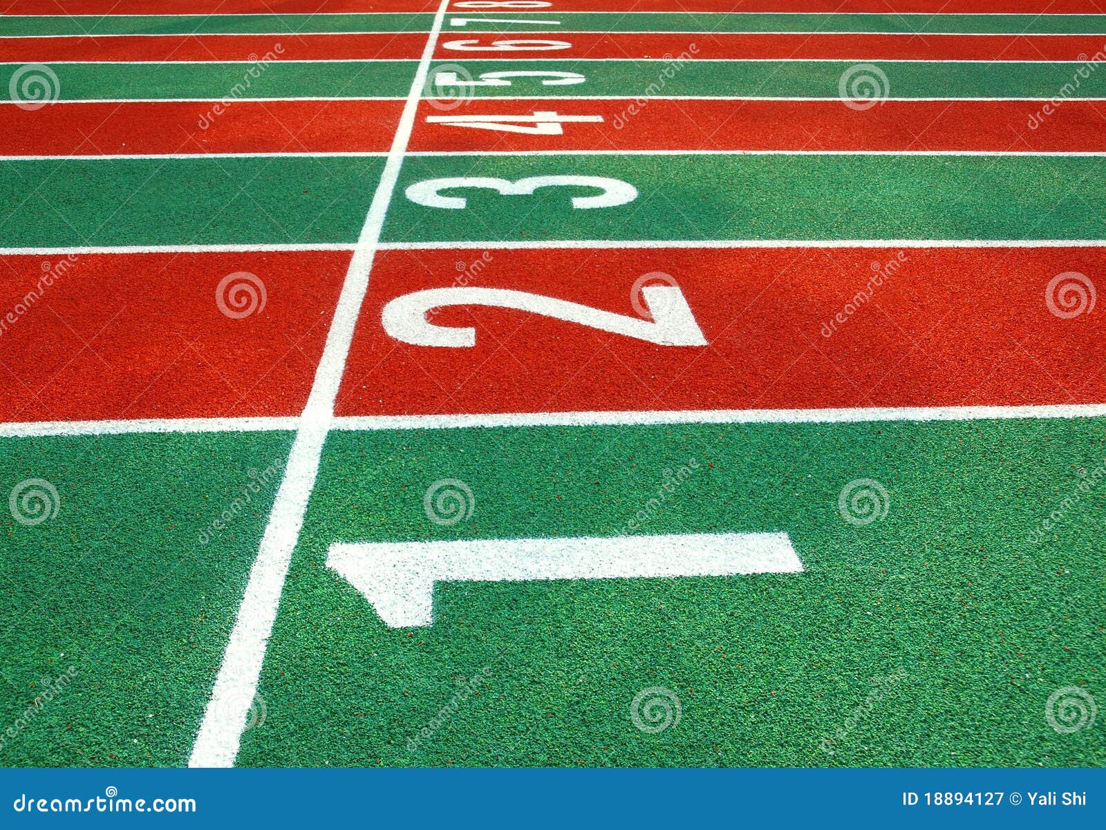 Starting Line of a Running Track Stock Image - Image of soft, rubber ...