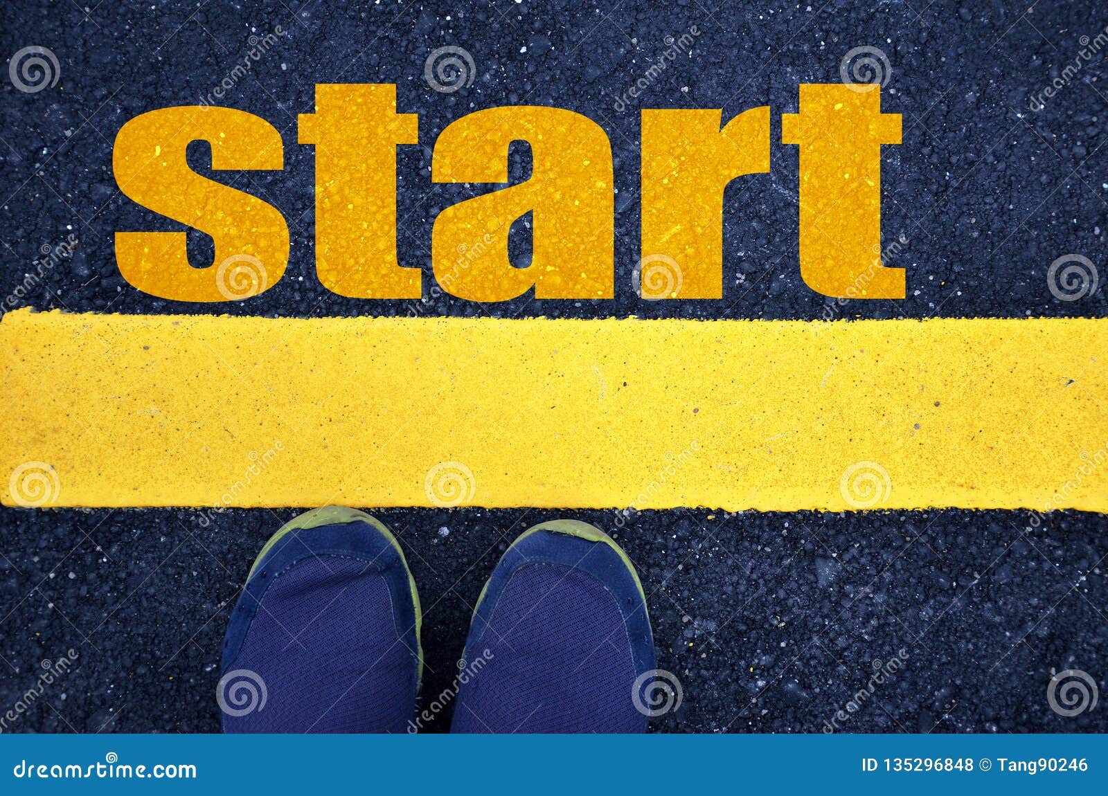Starting Line with Yellow Print Stock Illustration - Illustration of ...