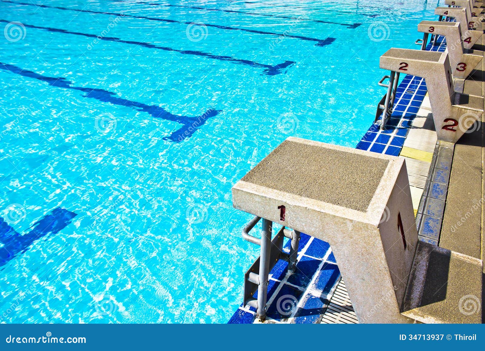 Starting Platforms with Numbers for Swimming Races. Stock Image - Image ...