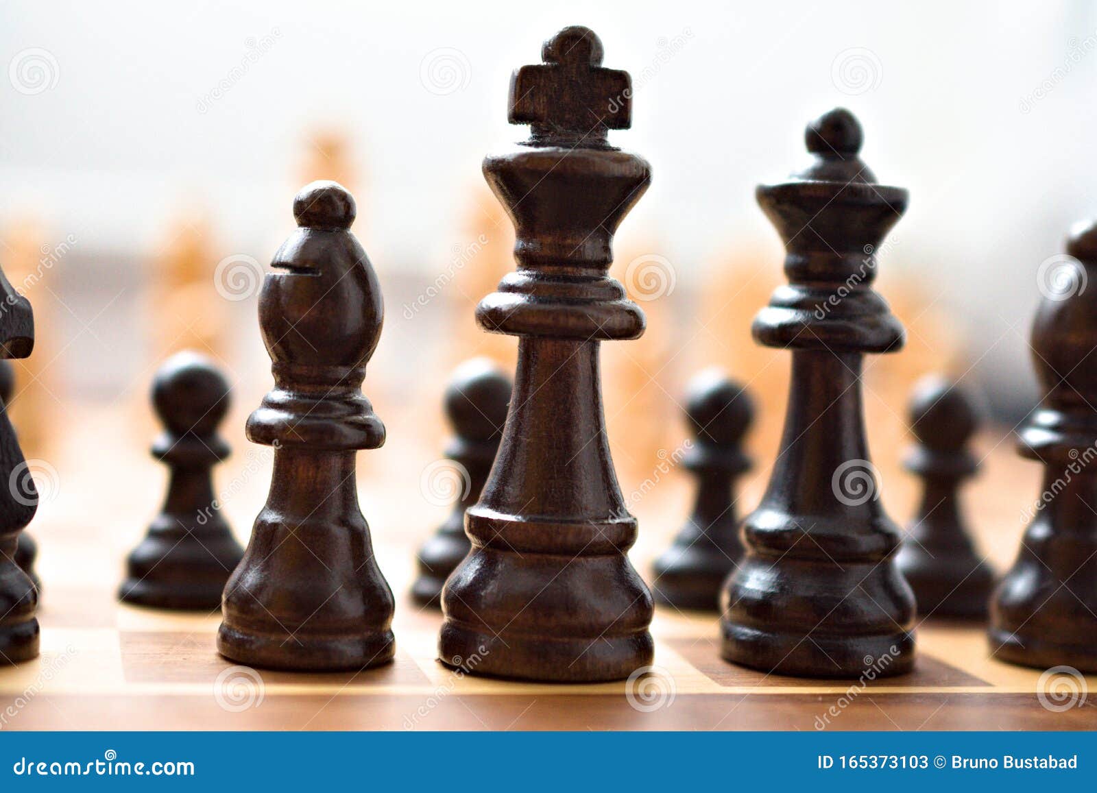 Starting Point of a Chess Game, View from he Angle of the Black Pieces ...