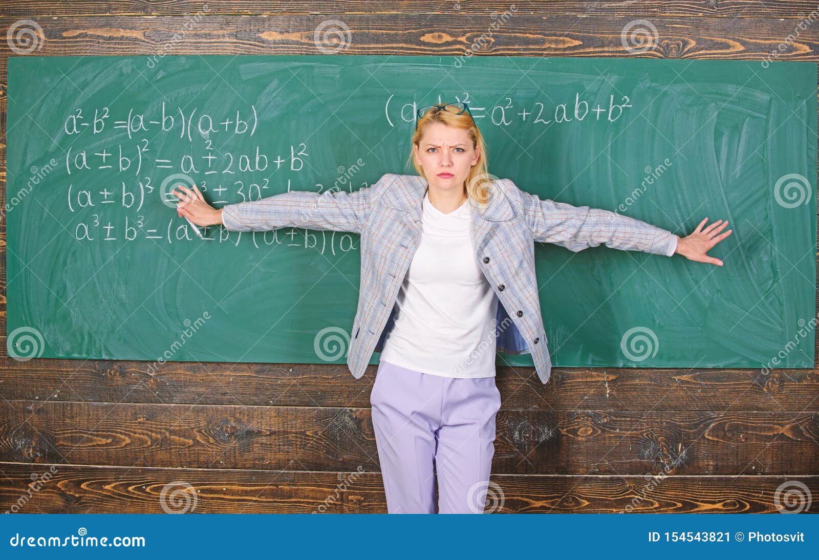 Starting To Learn More Teacher On School Lesson At Blackboard Woman