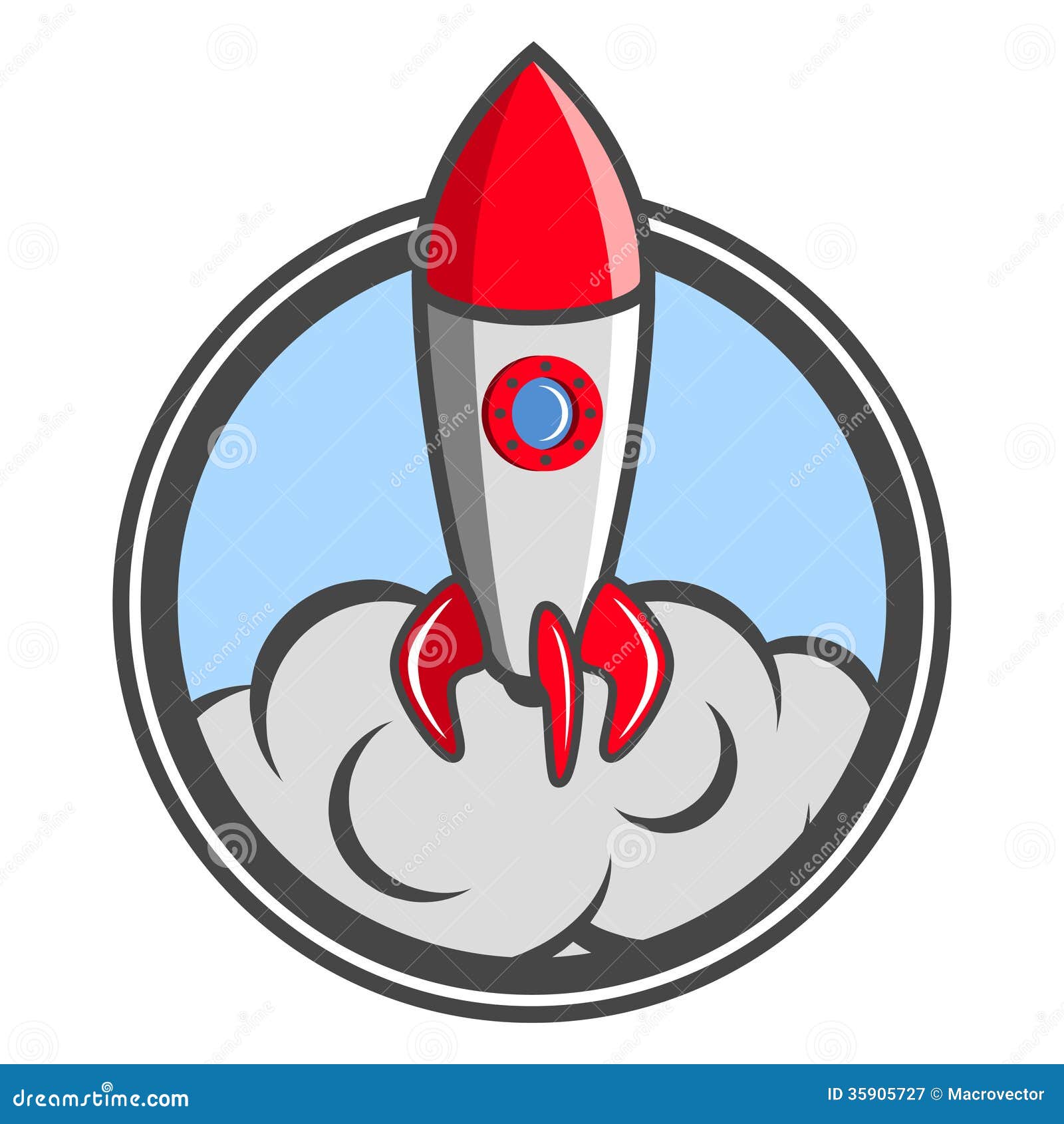 Starting up rocket emblem stock vector. Illustration of business - 35905727