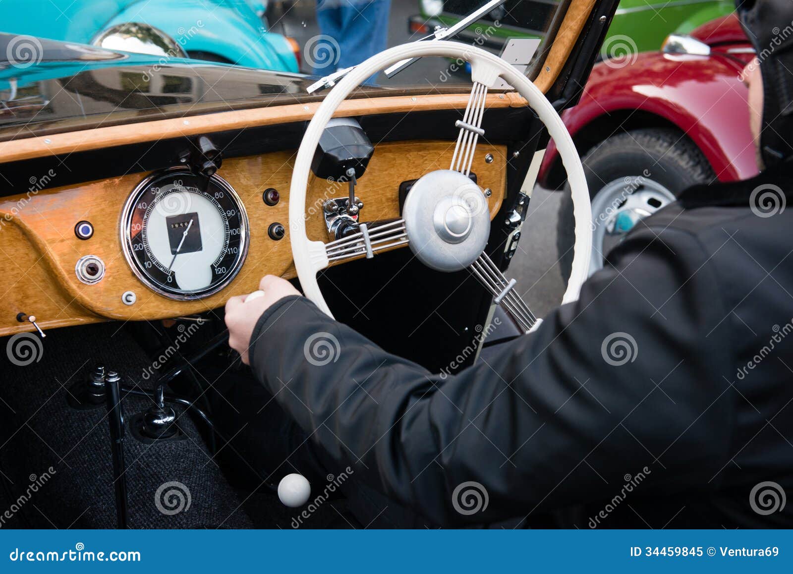 Starting the vintage car stock image. Image of driver - 34459845