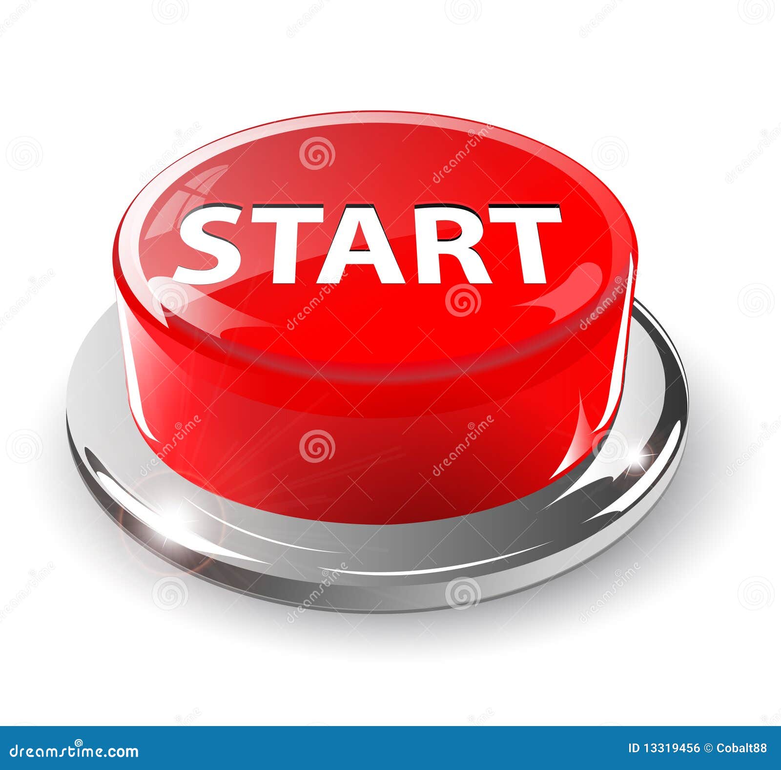 Startknopf, Rot 3d. vektor abbildung. Illustration von reflektieren ...
