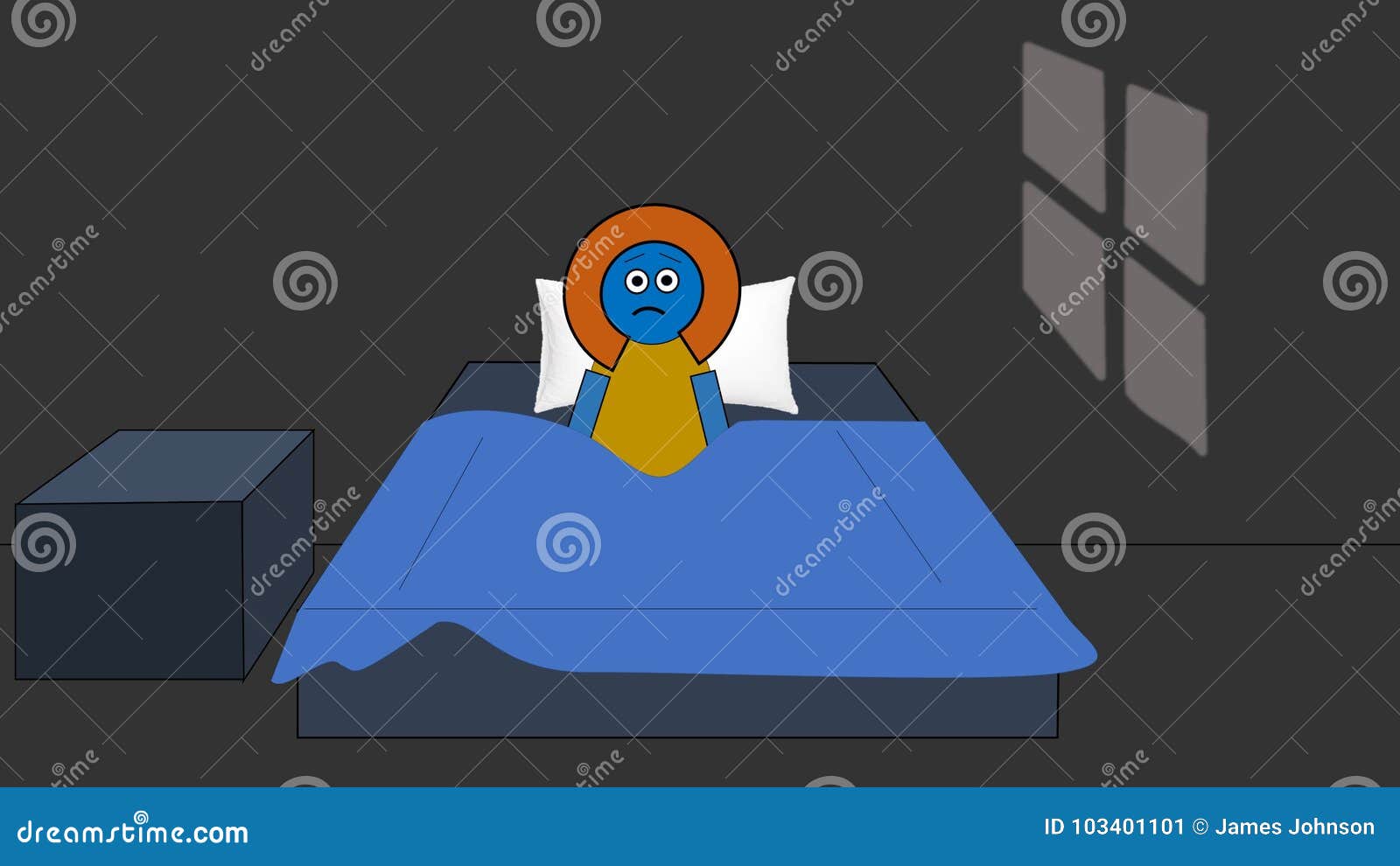 Startled Awake in the Middle of the Night Stock Illustration ...