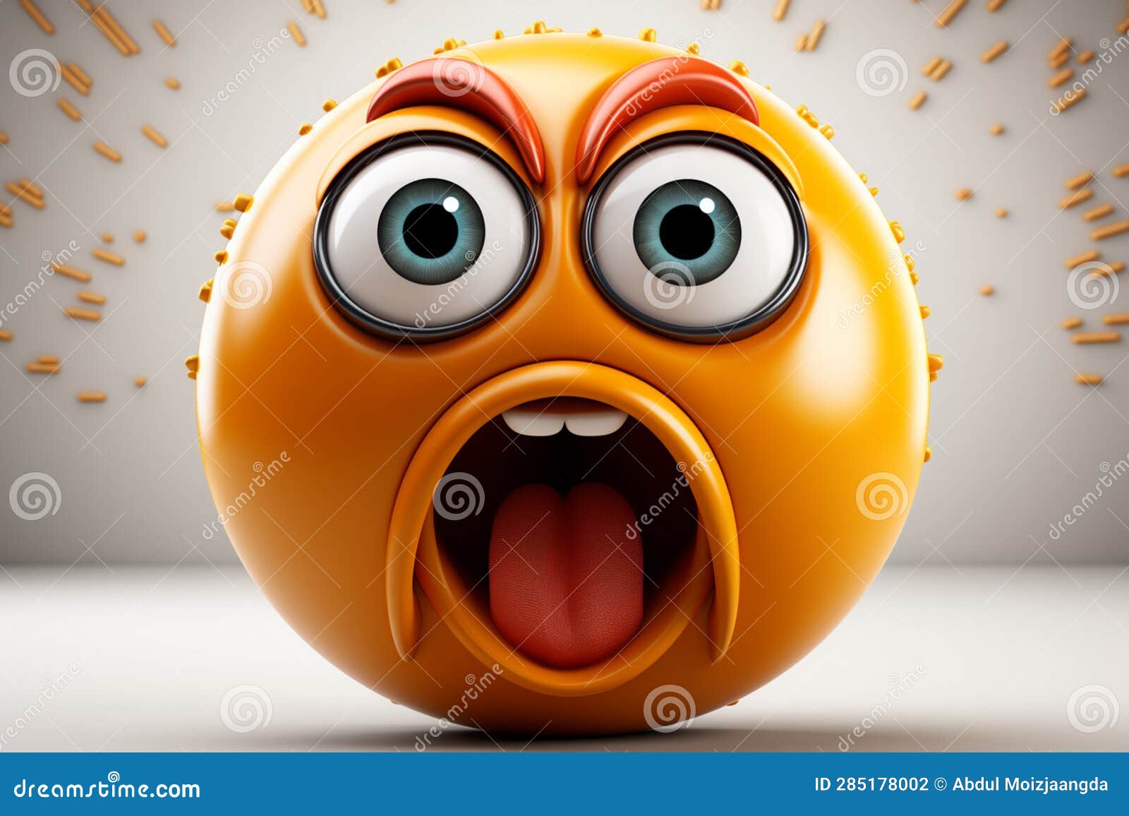 Startled Emoticon in 3D on White Stock Illustration - Illustration of ...