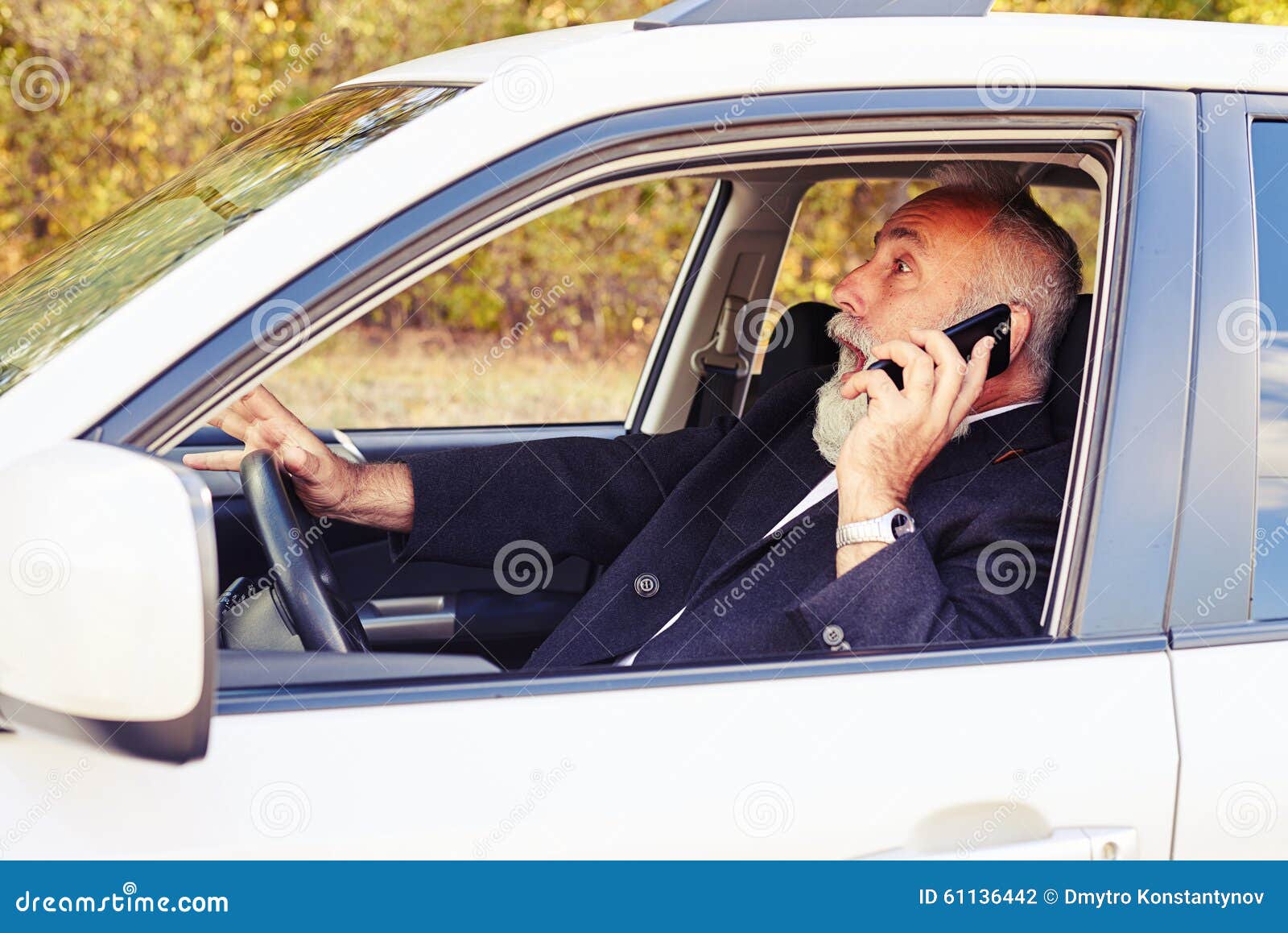 Startled Screaming Man Driving His Car Stock Photo - Image of shouting ...